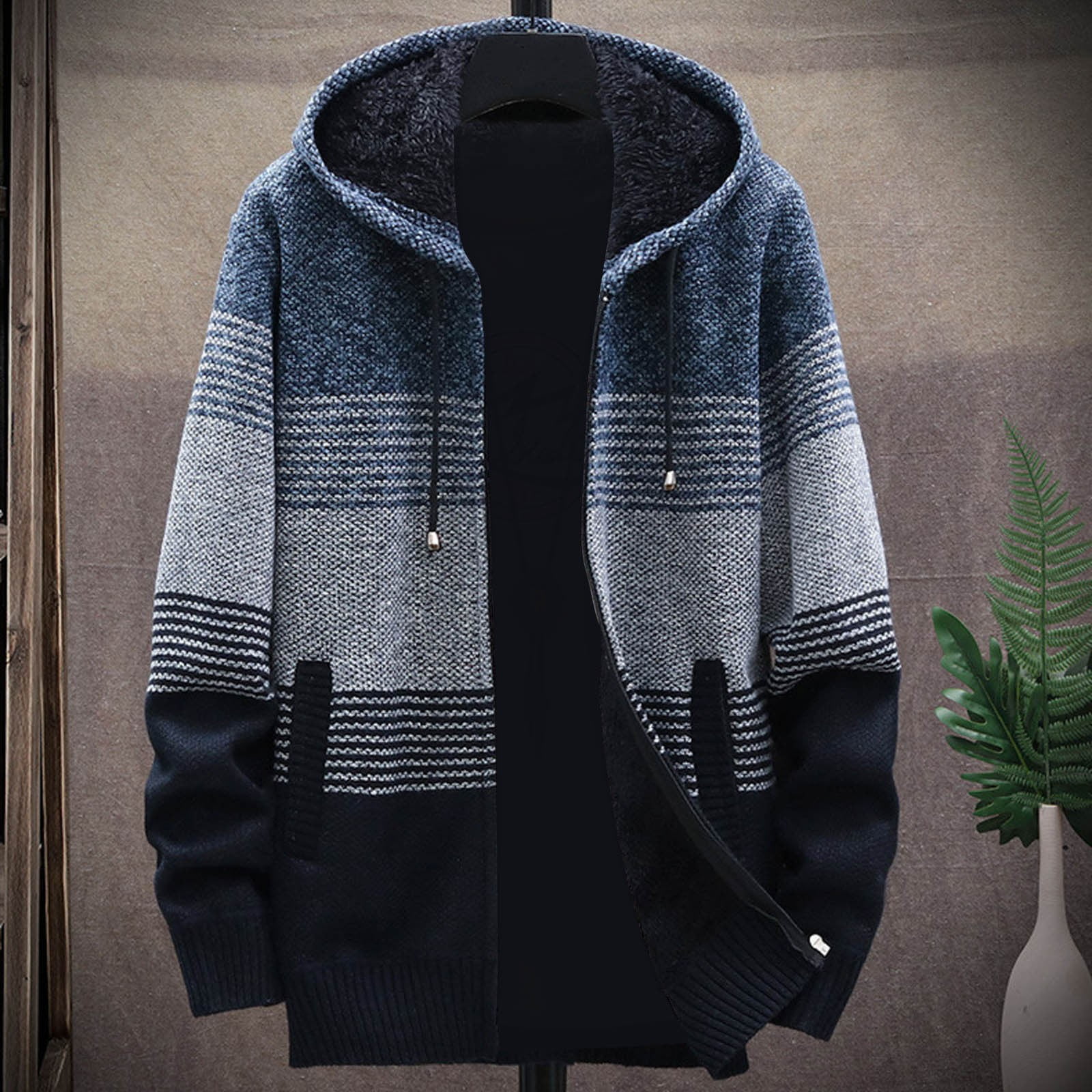 Uuszgmr Mens Coat Men Plus Thick Sweater Large Size Foreign Trade Male ...