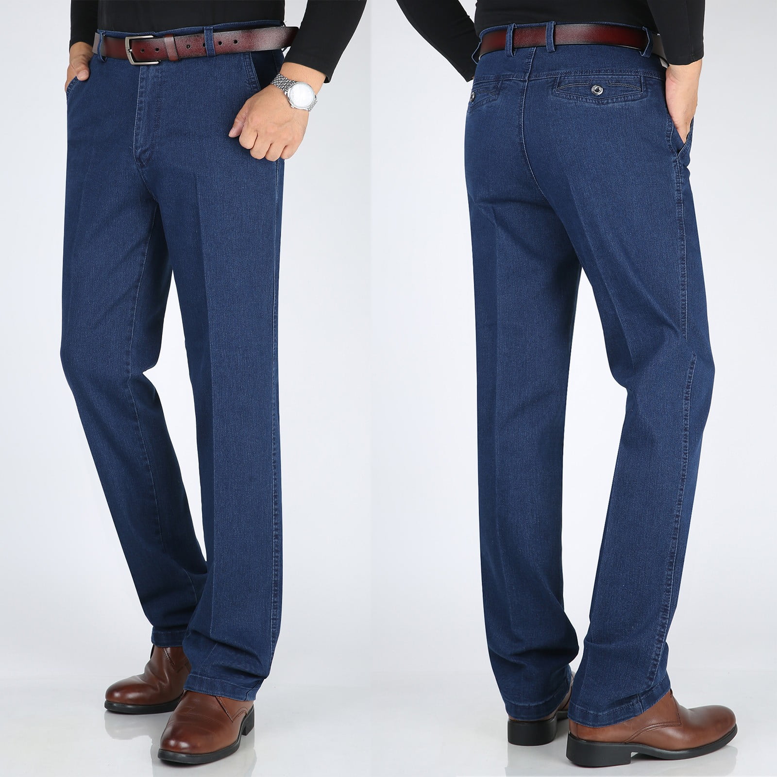 ZHUASHUM Mens Jeans High Waist Straight Fit Jeans High Waist Straight ...