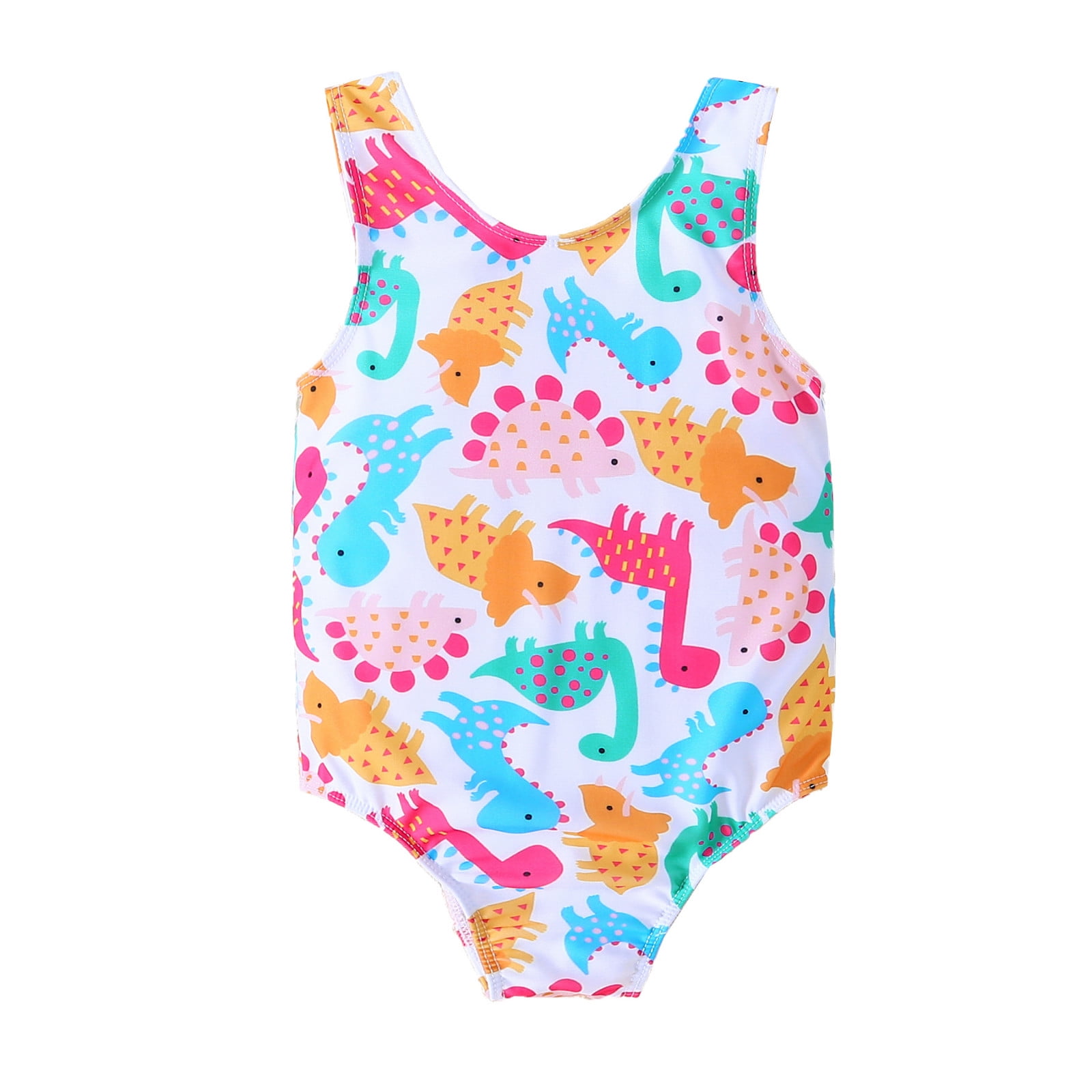 Uuszgmr Summer Toddler Girls 1 Piece Cartoon Dinosaur Prints Sleeveless ...