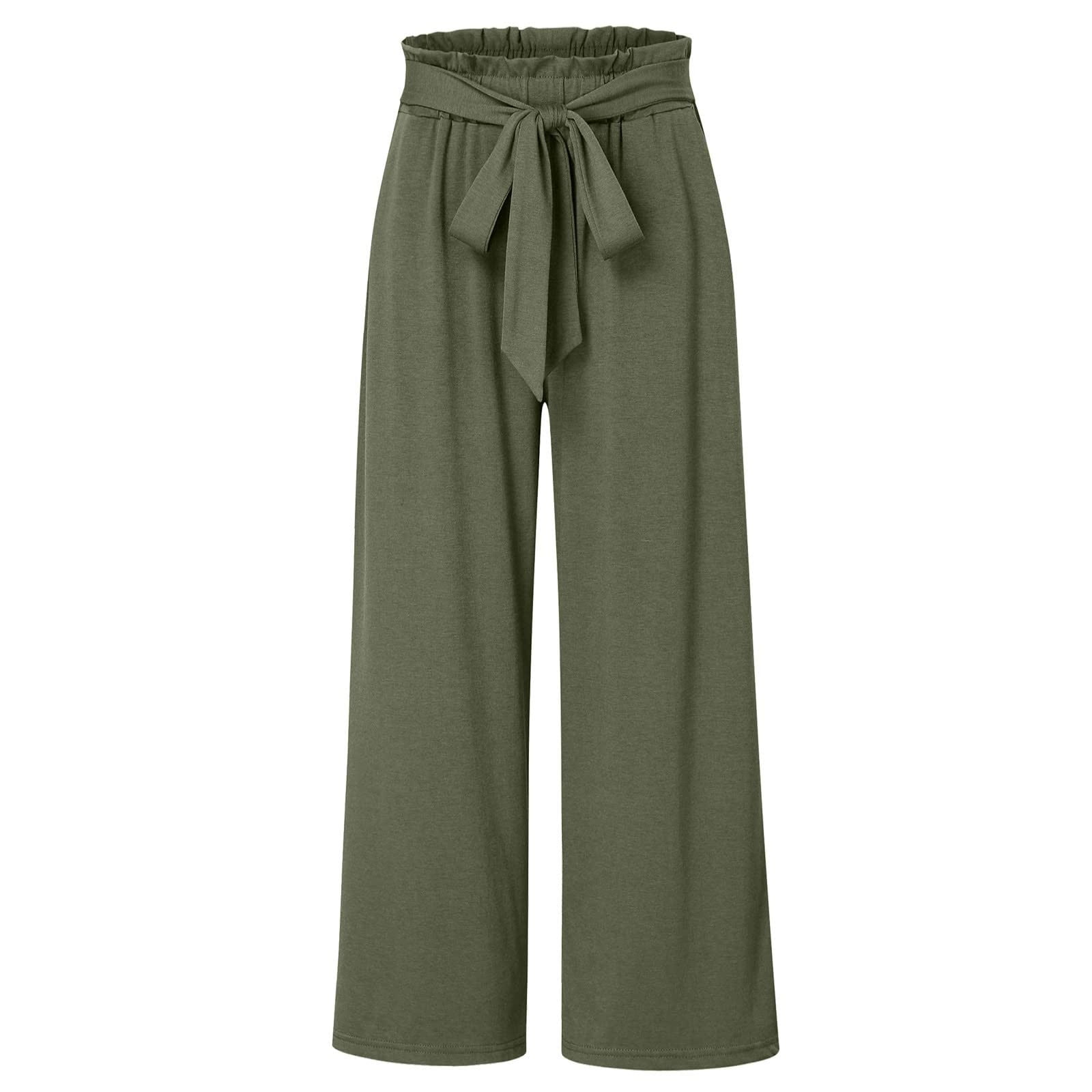 Uuszgmr Sweatpants Women Wide Leg Pants High Waisted Tied Belt Palazzo ...