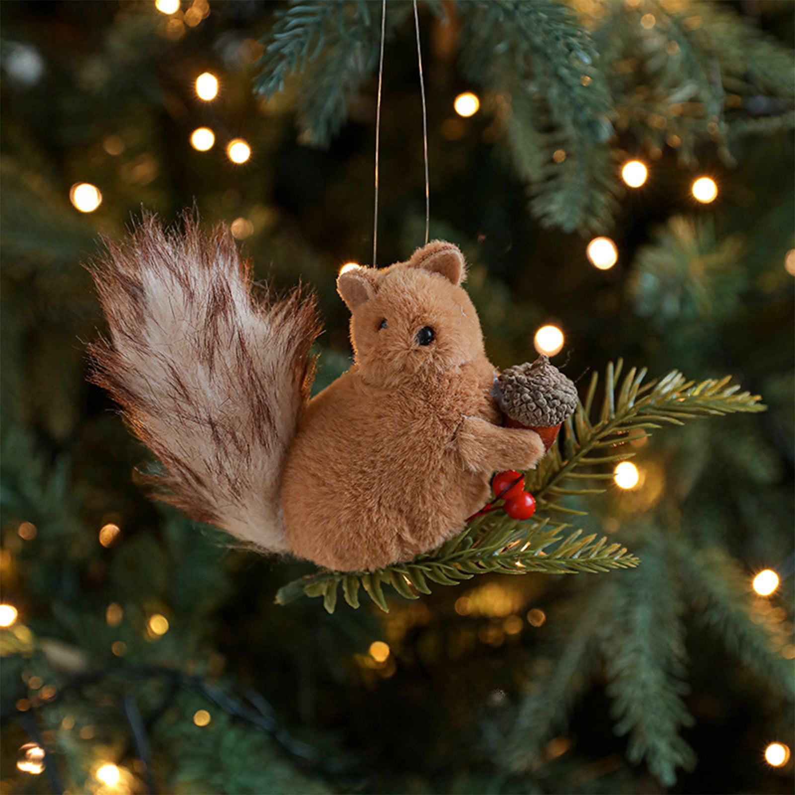 Uutvery Christmas Tree Squirrels Pendant,Cute Plush Squirrels Pendant ...