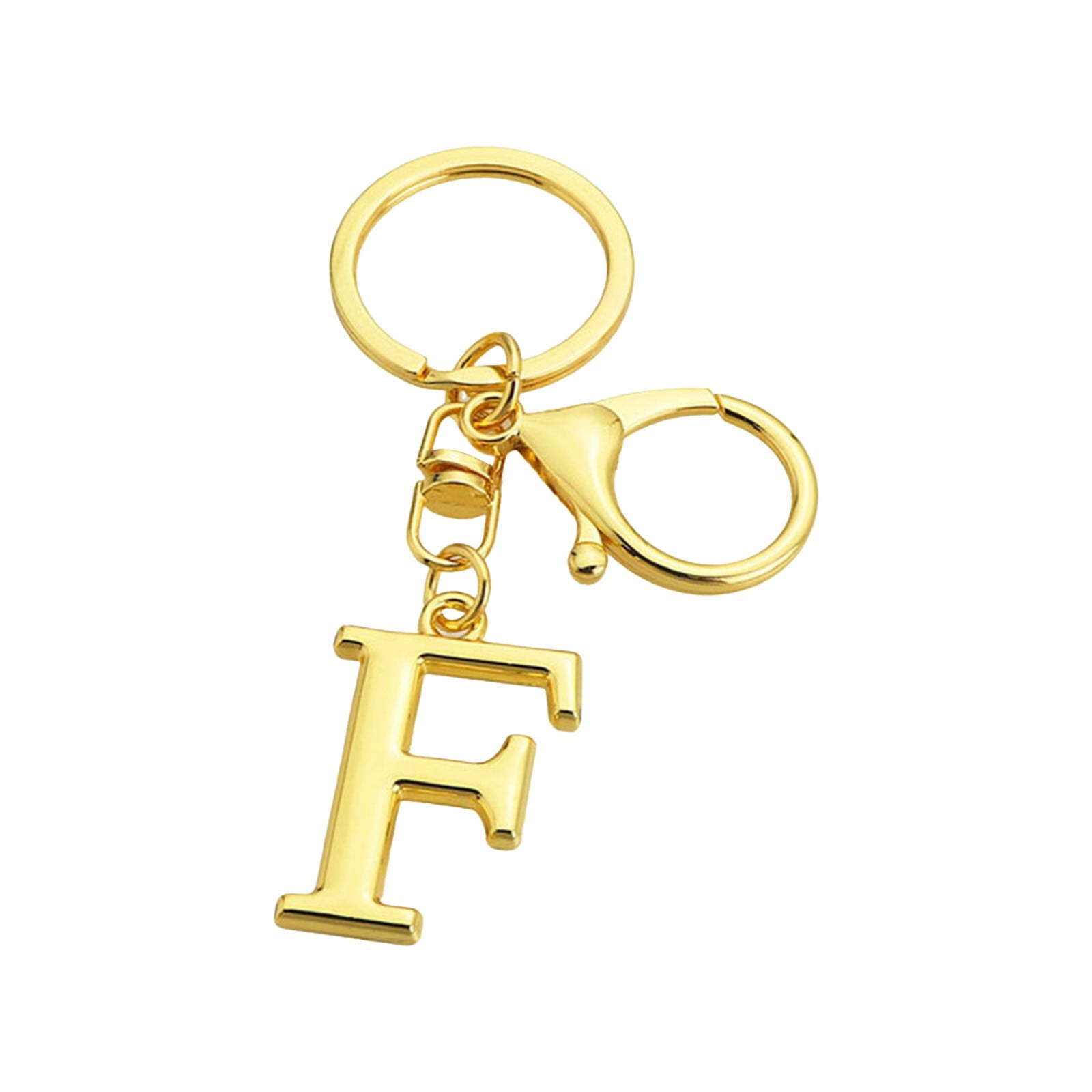 Uutvery Personalized Metal Alphabet Keychain, Gold Letters A to Z First ...