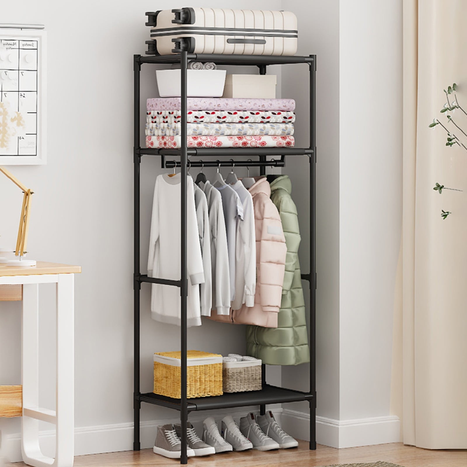 Uutvery Portable Closet,Coat Rack Freestanding Closet Organizer,Clothes ...