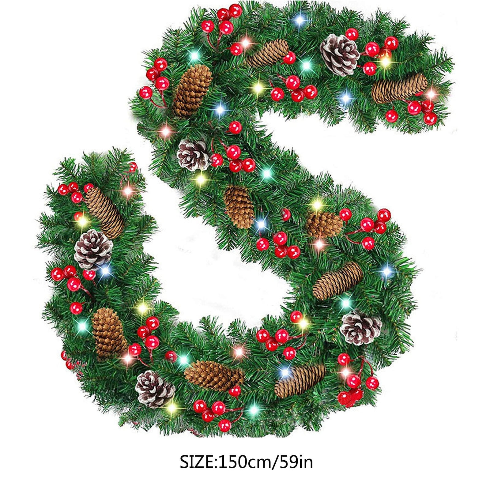 Uutvery Realistic PVC Christmas Garland Decor, End-to-End Plug for ...