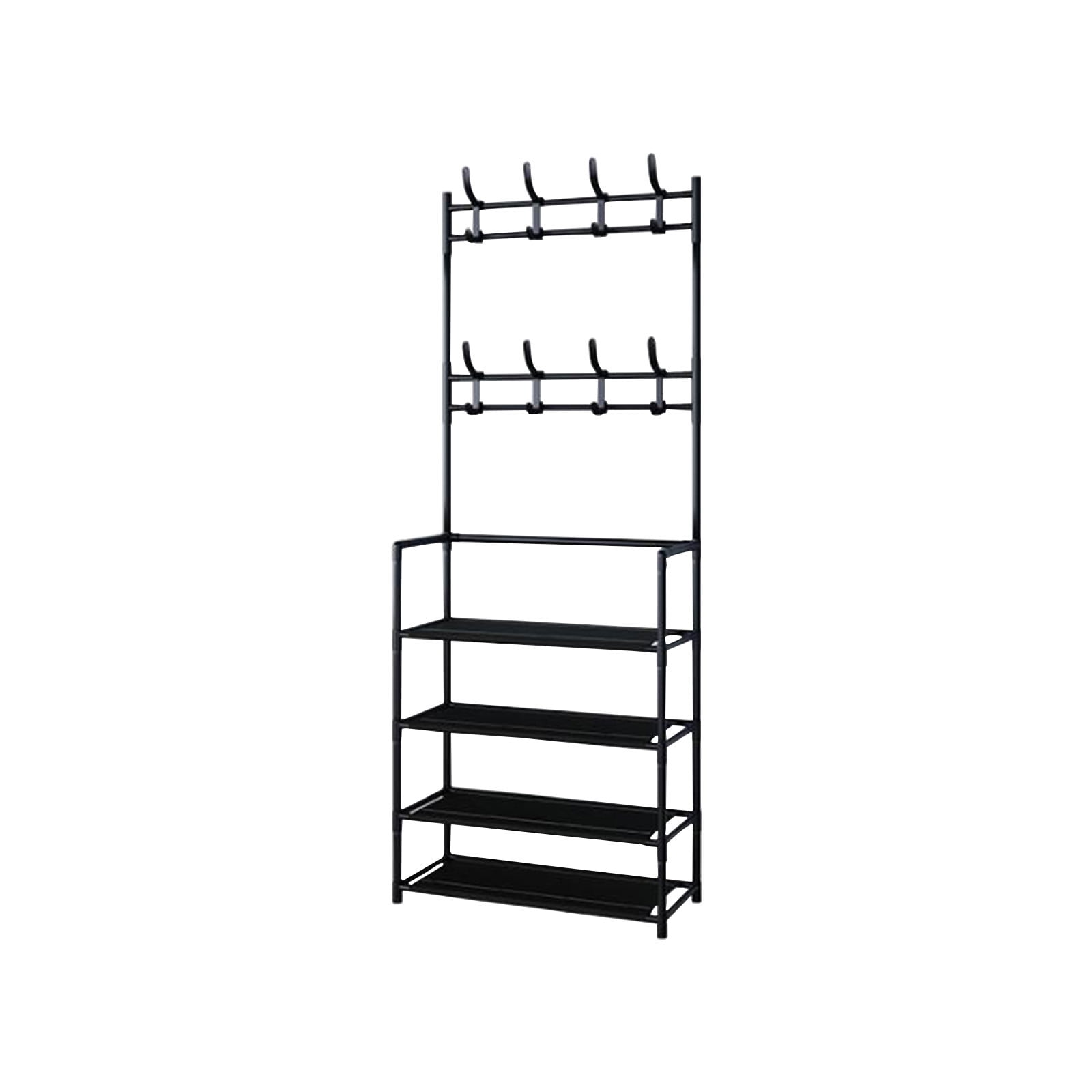 Uutvmp 4-Tier Coat and Shoe Rack, Multifunction Coat Rack with 8 Hooks ...