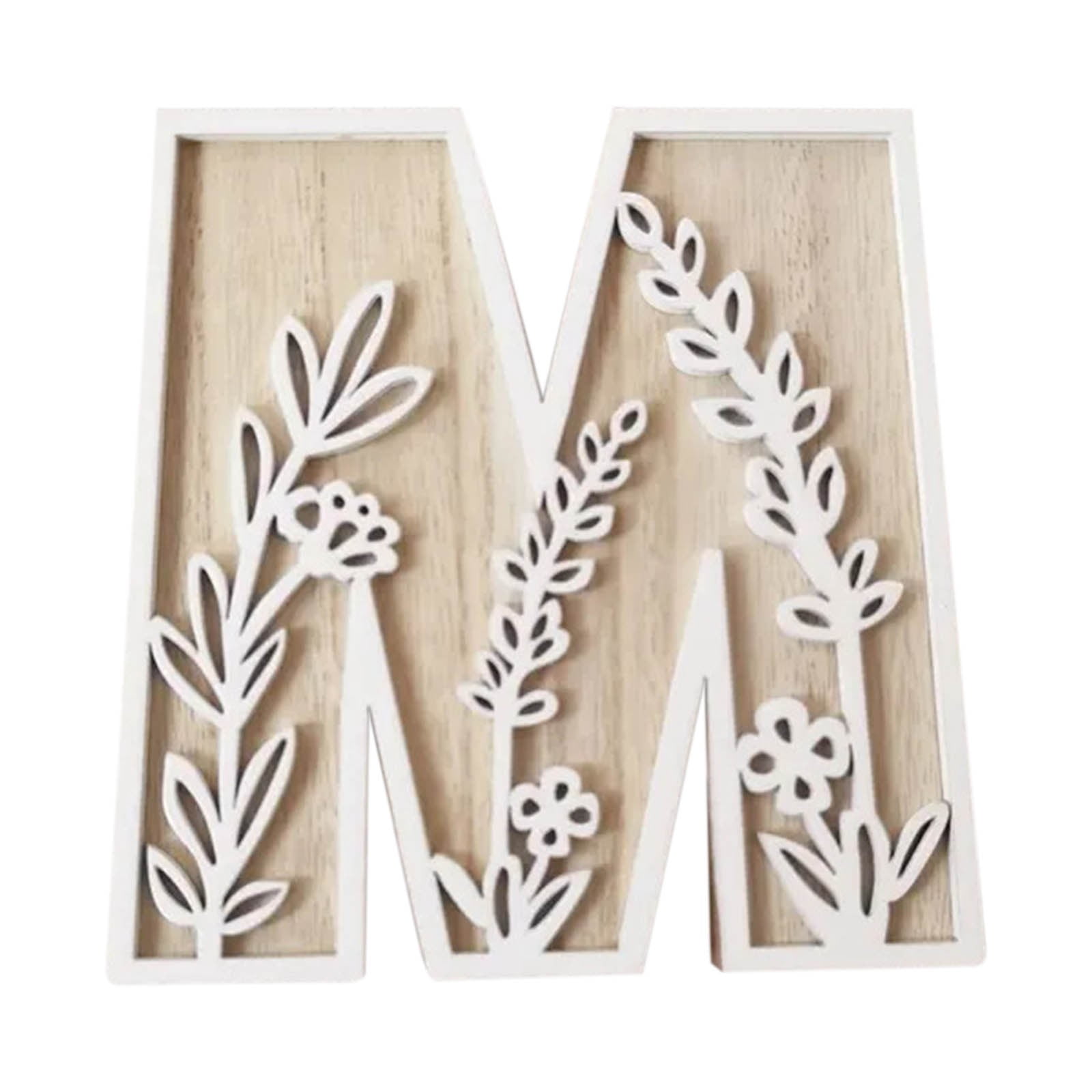 Uutvmp 5 Inch Wooden Letters for Wall Decor, Flowered Paintable Wooden ...