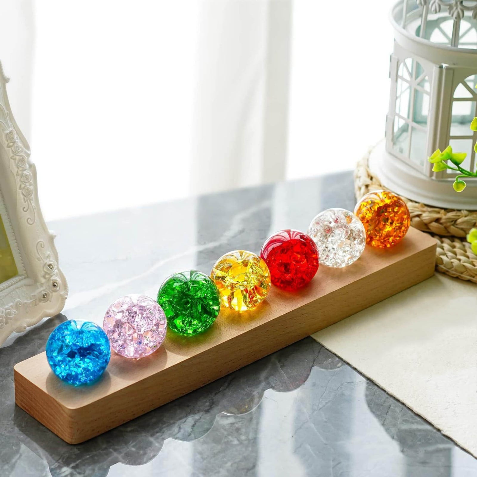 Uutvmp 7 Colors 1.5Inch Ice Cracked Balls, Crystal Chakra Balls with ...