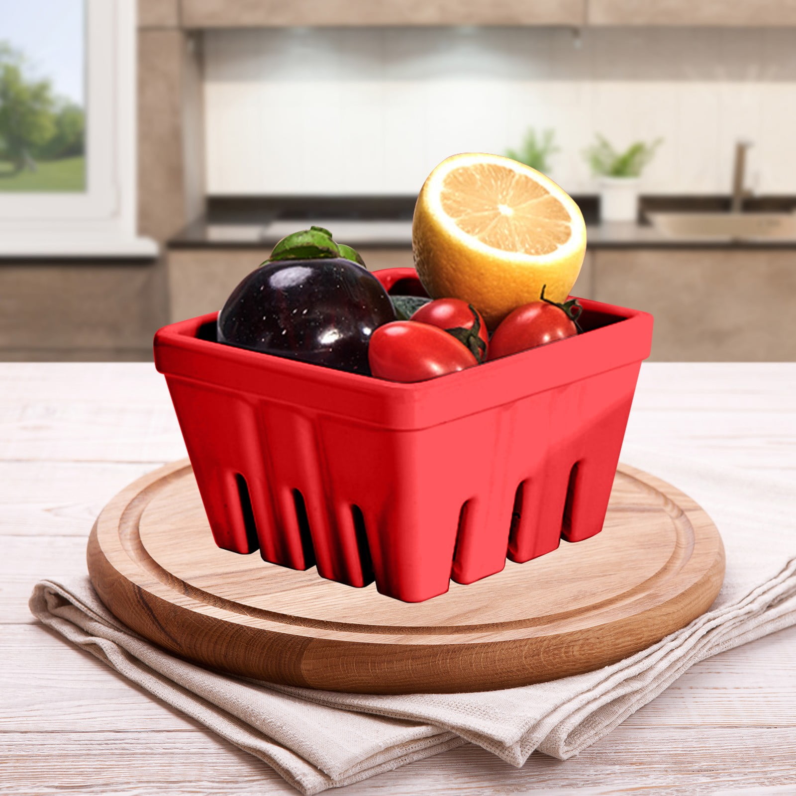 Uutvmp Berry Basket, Melamine Berry Bowl With Holes, Square Kitchen ...