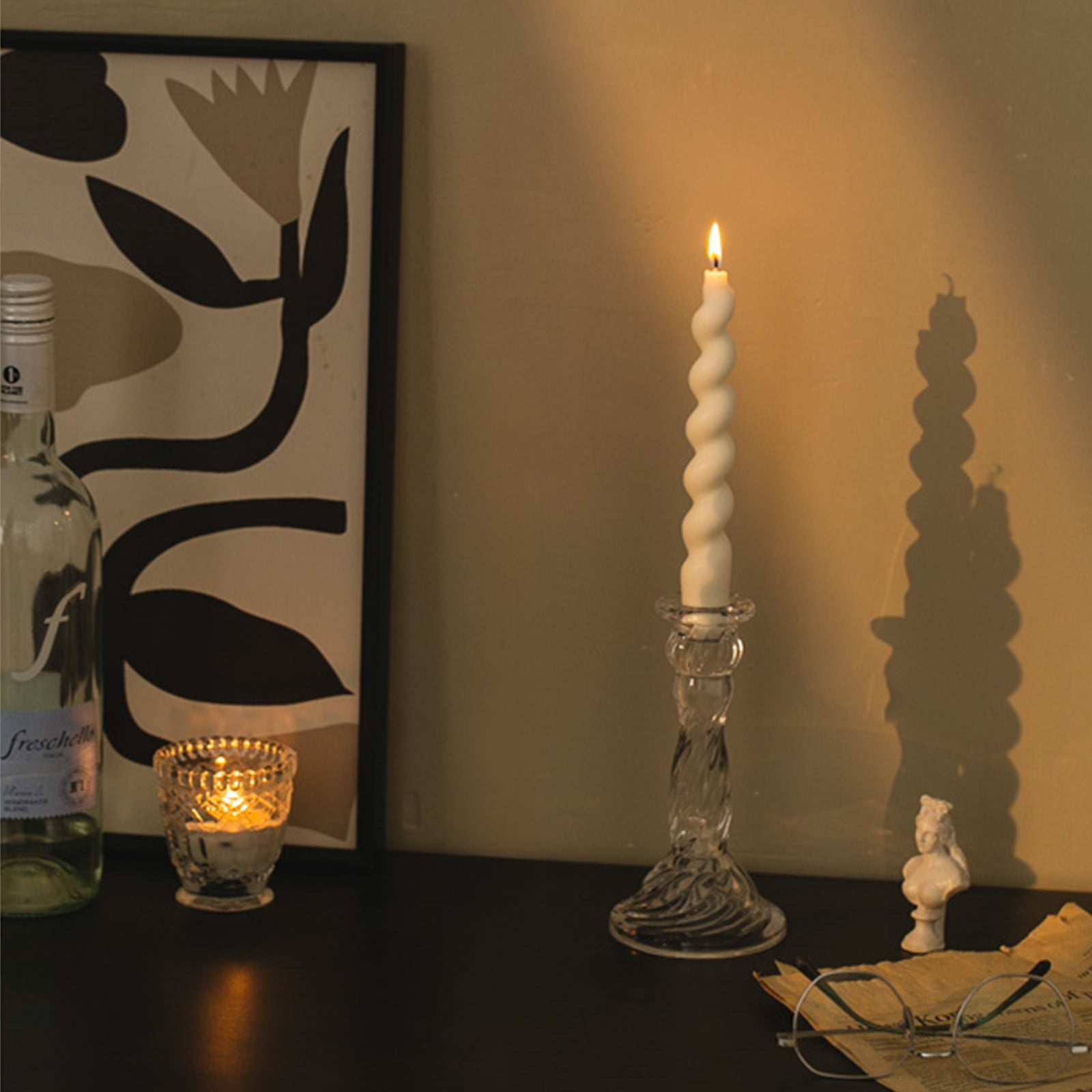 Uutvmp Clear Glass Taper Candle Holders, Clear Crystal Glass ...