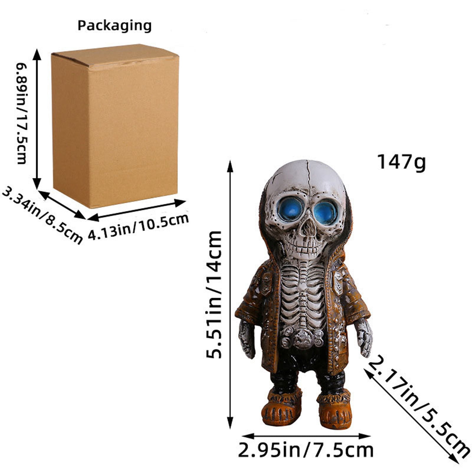 Uutvmp Cool Skeleton Figurines, Skeleton Small Statue Halloween Resin ...