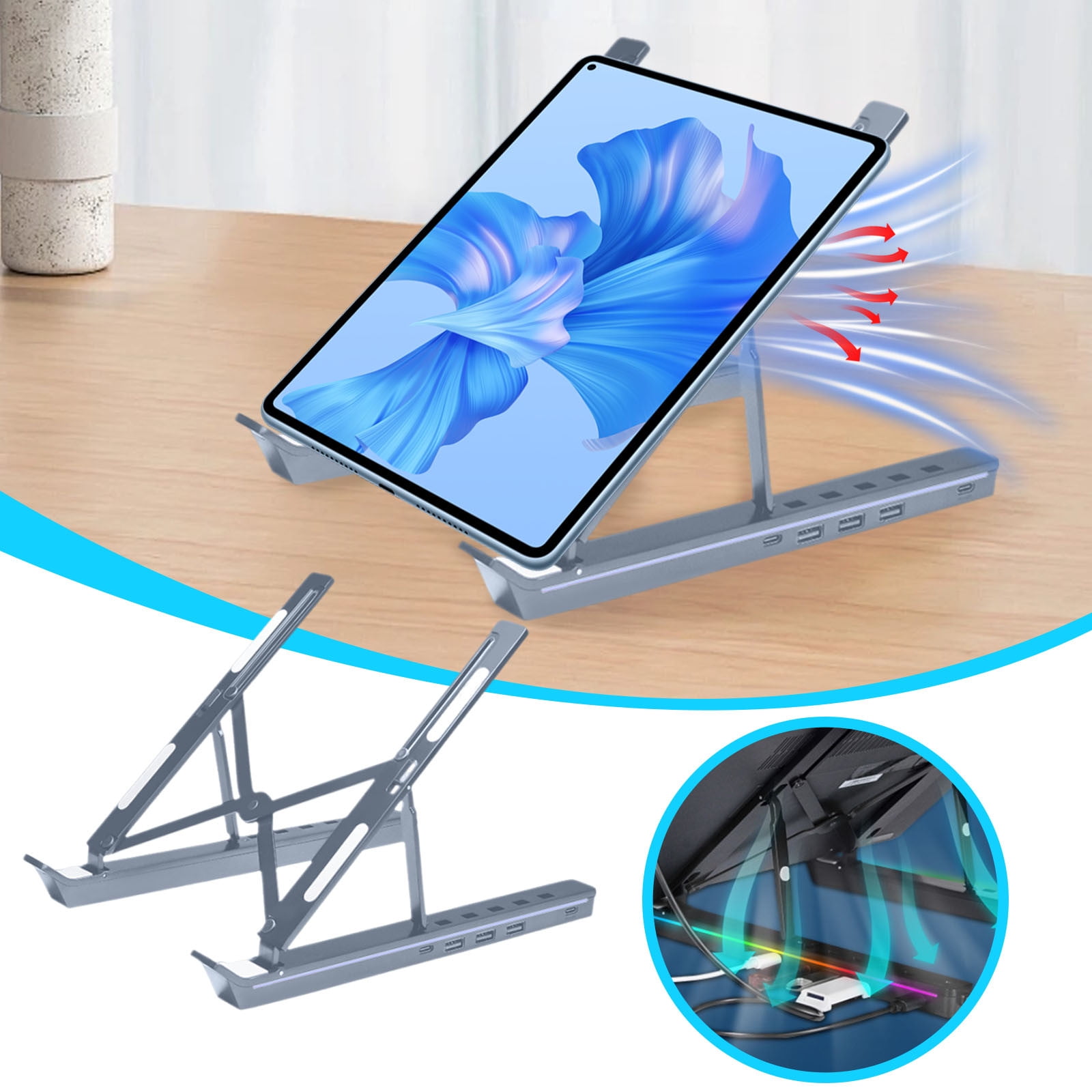 Uutvmp Laptop Stand with Docking Station for Desk, 4 in 1(1*USB-C,3*USB ...