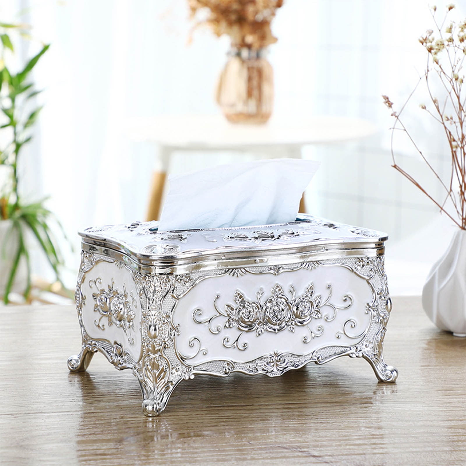 Uutvmp Luxurious Rose Tissue Box, Creative Embossed Roses and ...