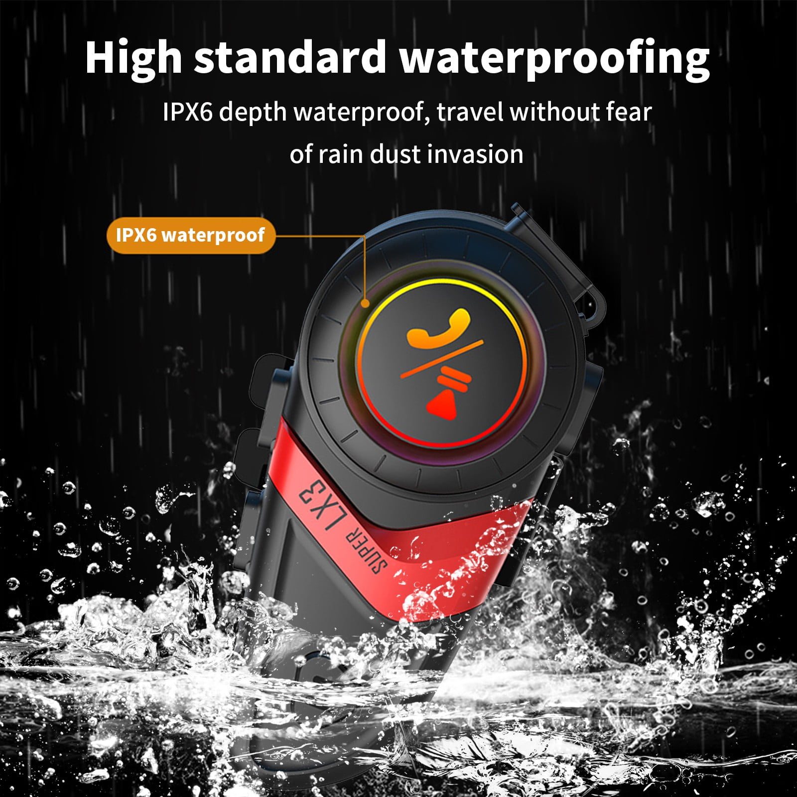 Uutvmp Motorcycle Bluetooth Headset, Motorcycle Helmet Bluetooth with ...