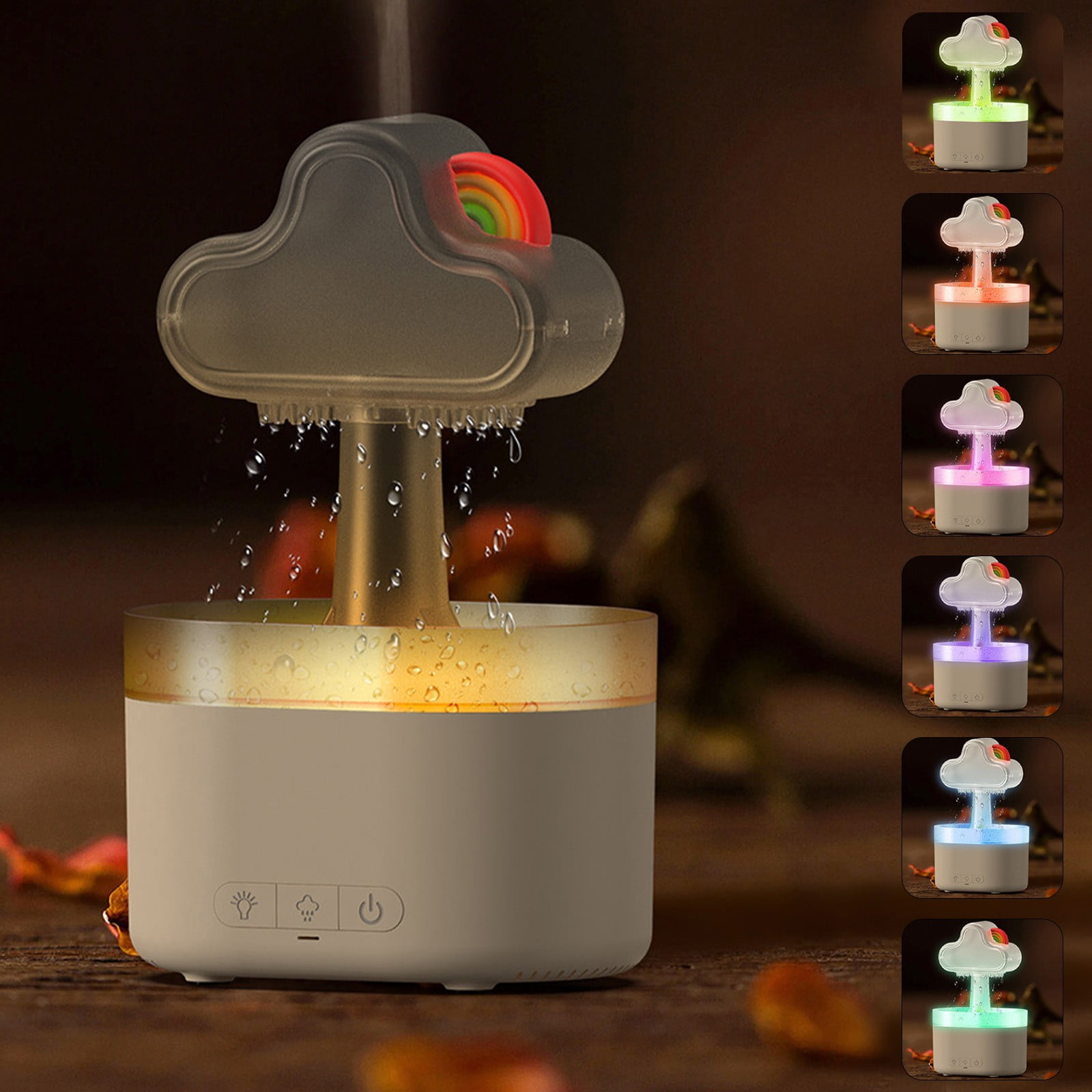 Uutvmp Rain Cloud Humidifier Water Drip, Mushroom Rain Lamp Waterfall ...