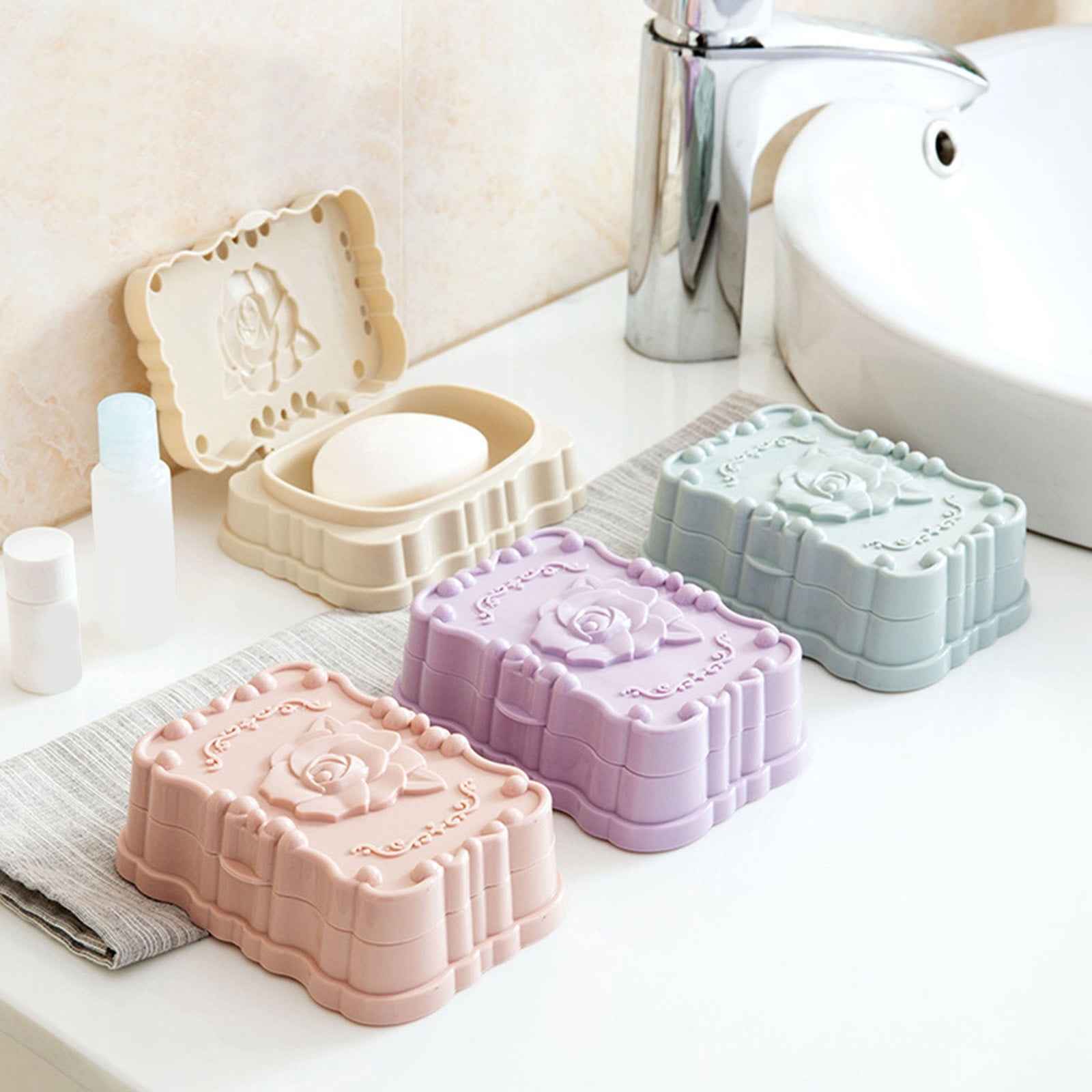 Uutvmp Simple with Lid Soap Dish with Drainage Soap Container, Plastic ...