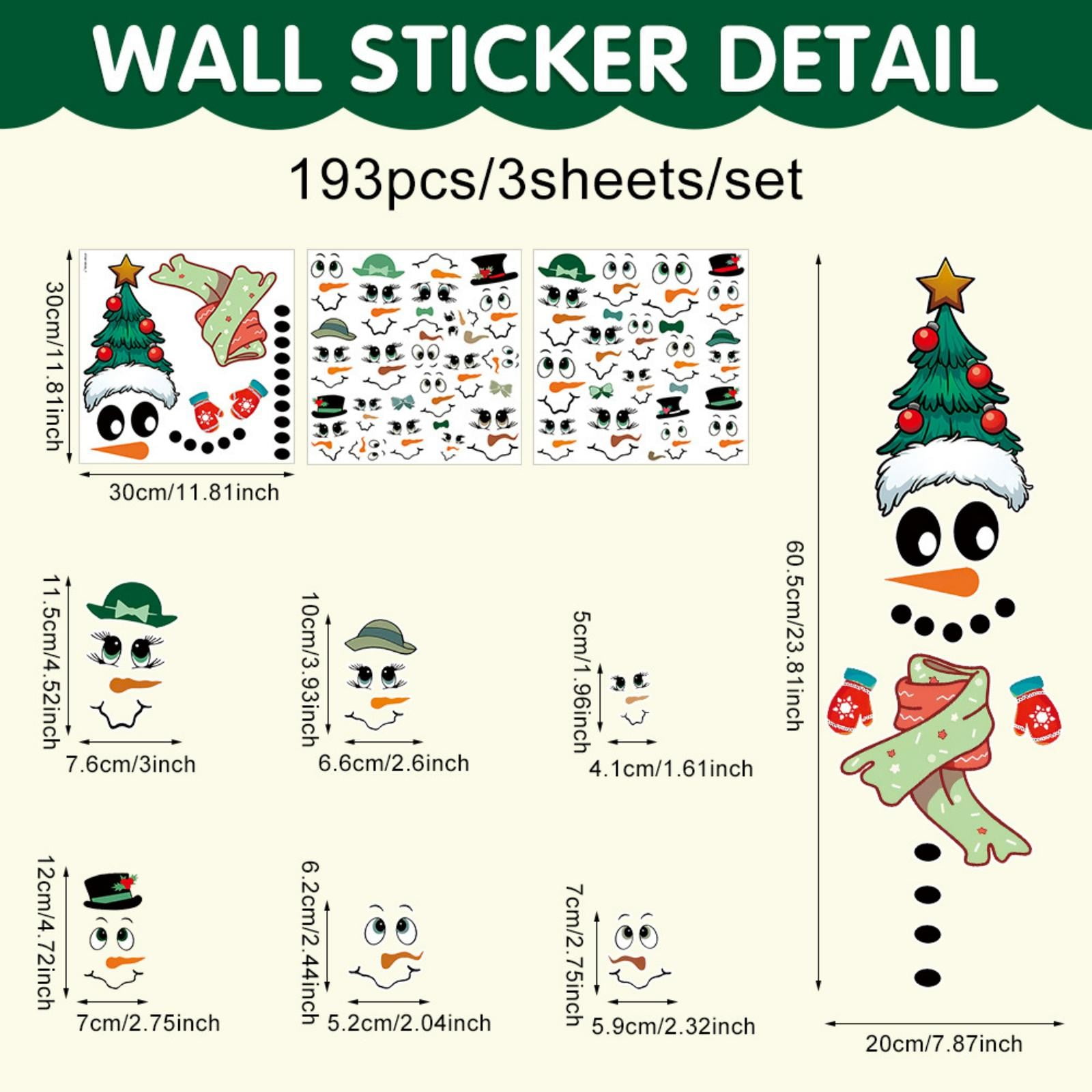 Uutvmp Snowman Face Stickers, 193pcs Christmas Ornaments Decals for ...
