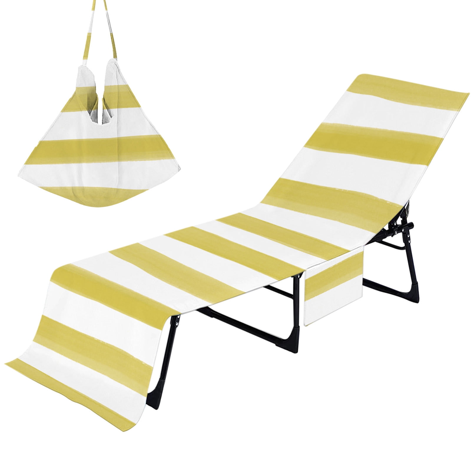 Uutvmp Stripe Beach Chair Cover with Side Pockets, Cozy Quick Dry ...