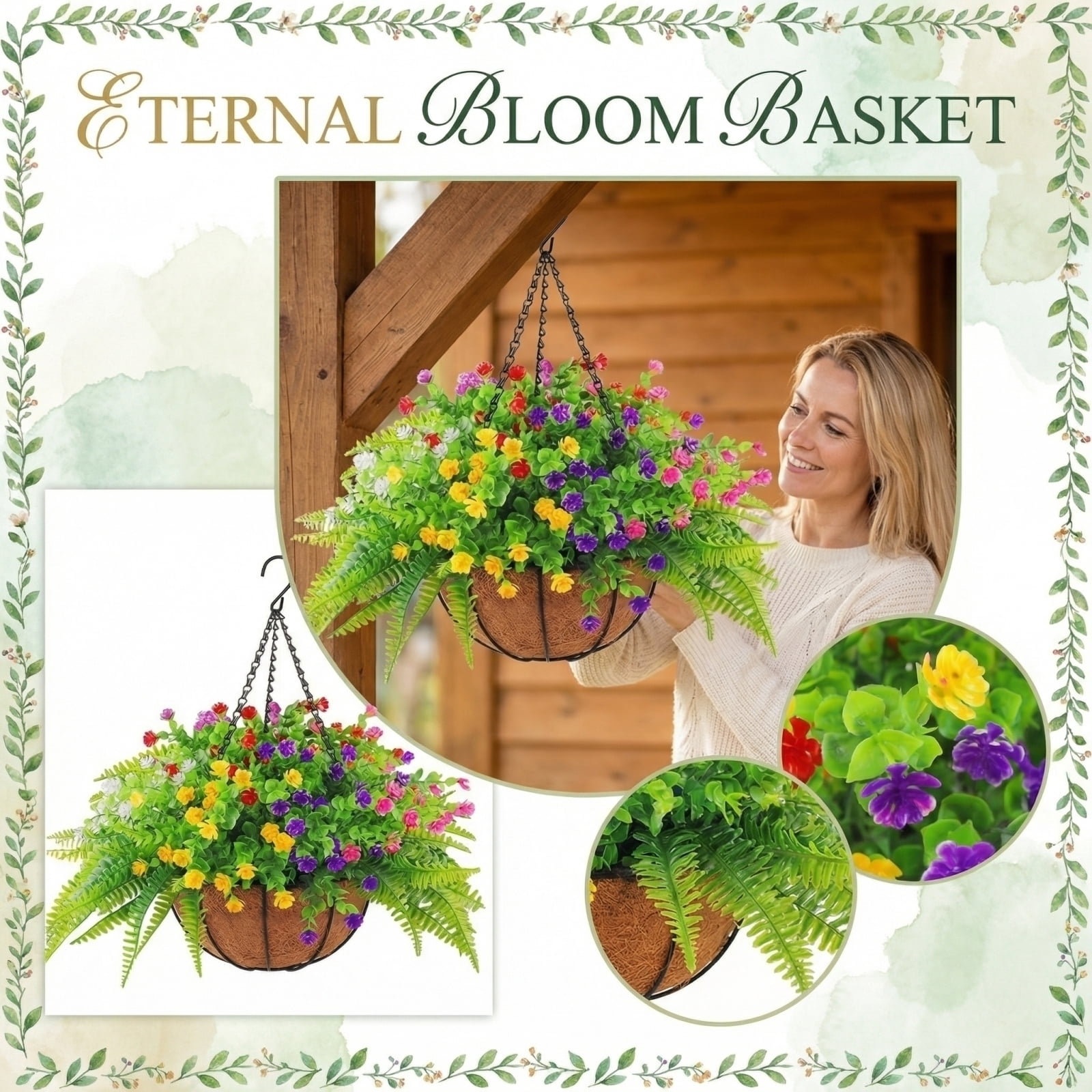 Uv Resistant Artificial Outdoor Flowers Mixed Ferns, 12 in Hanging ...