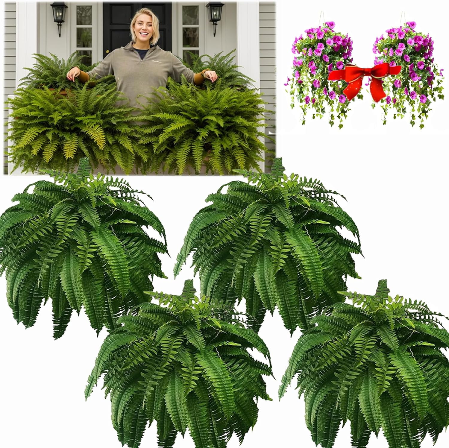 Uv Resistant Lifelike Artificial Boston Fern, Artificial Ferns That ...