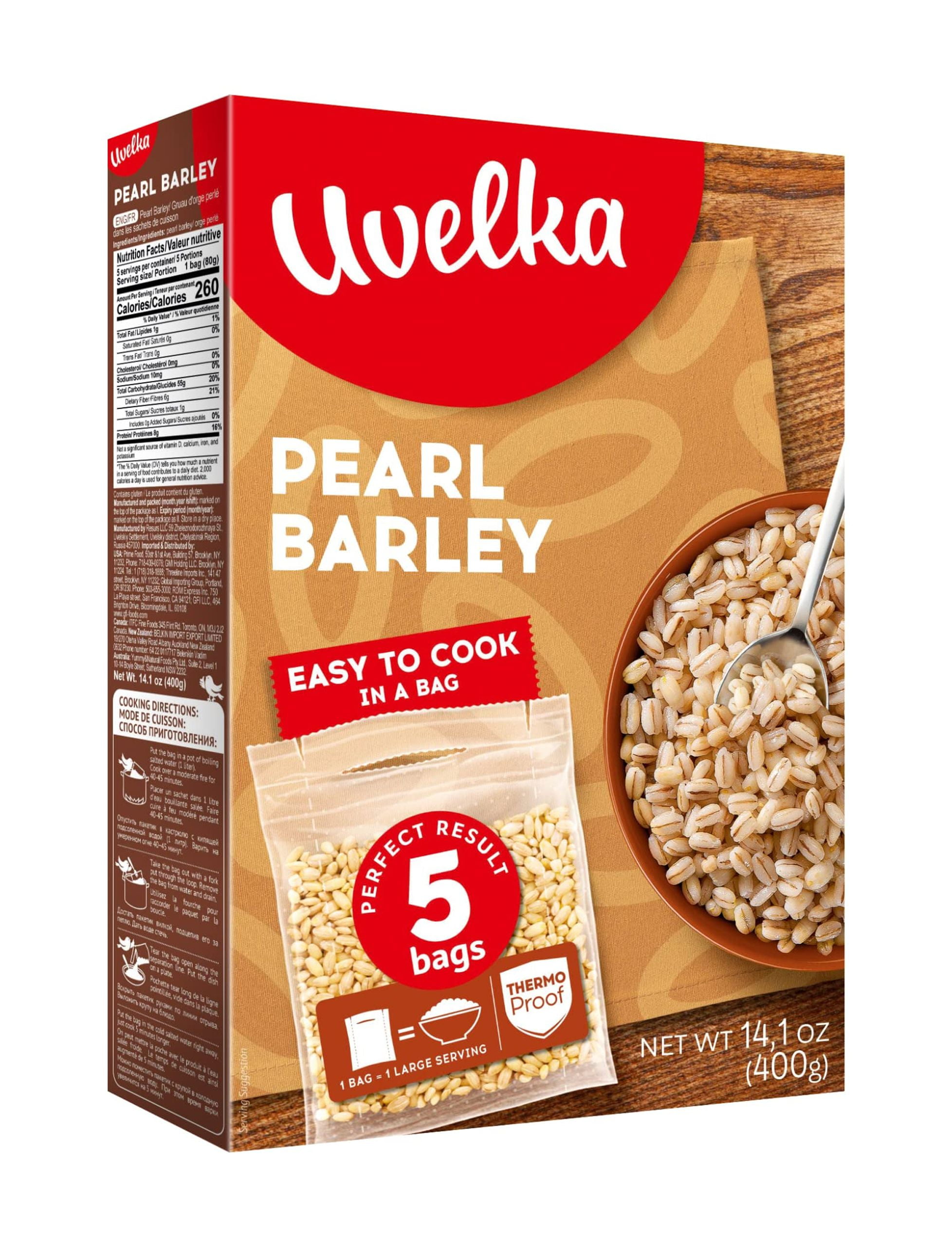 Uvelka Pearl Barley Boil-in-bag YPF5 Cereals - 5x80g/14.1oz, Pack of 1 ...