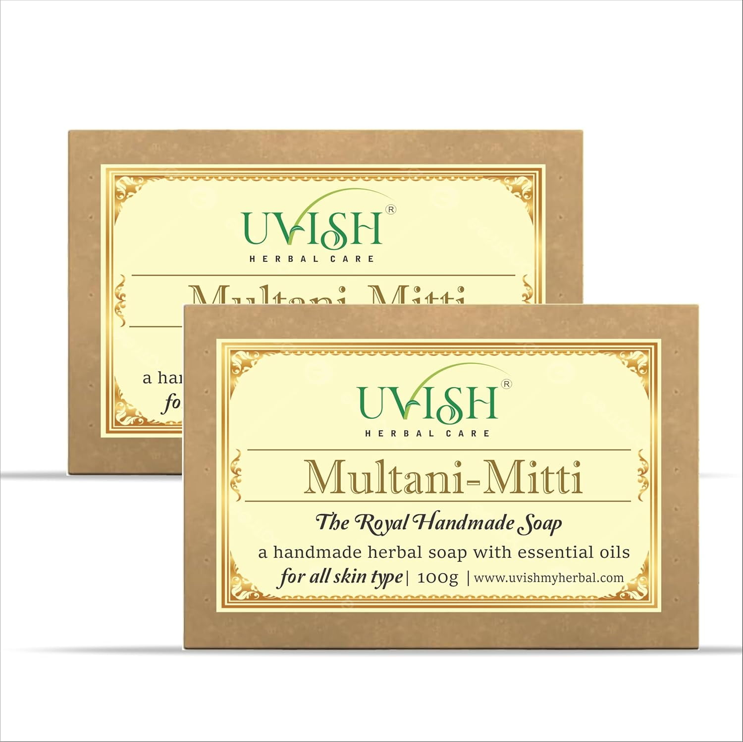 Uvish Multani Mitti Soap Pack of 2 Natural Fullers Earth Soap for Clear ...