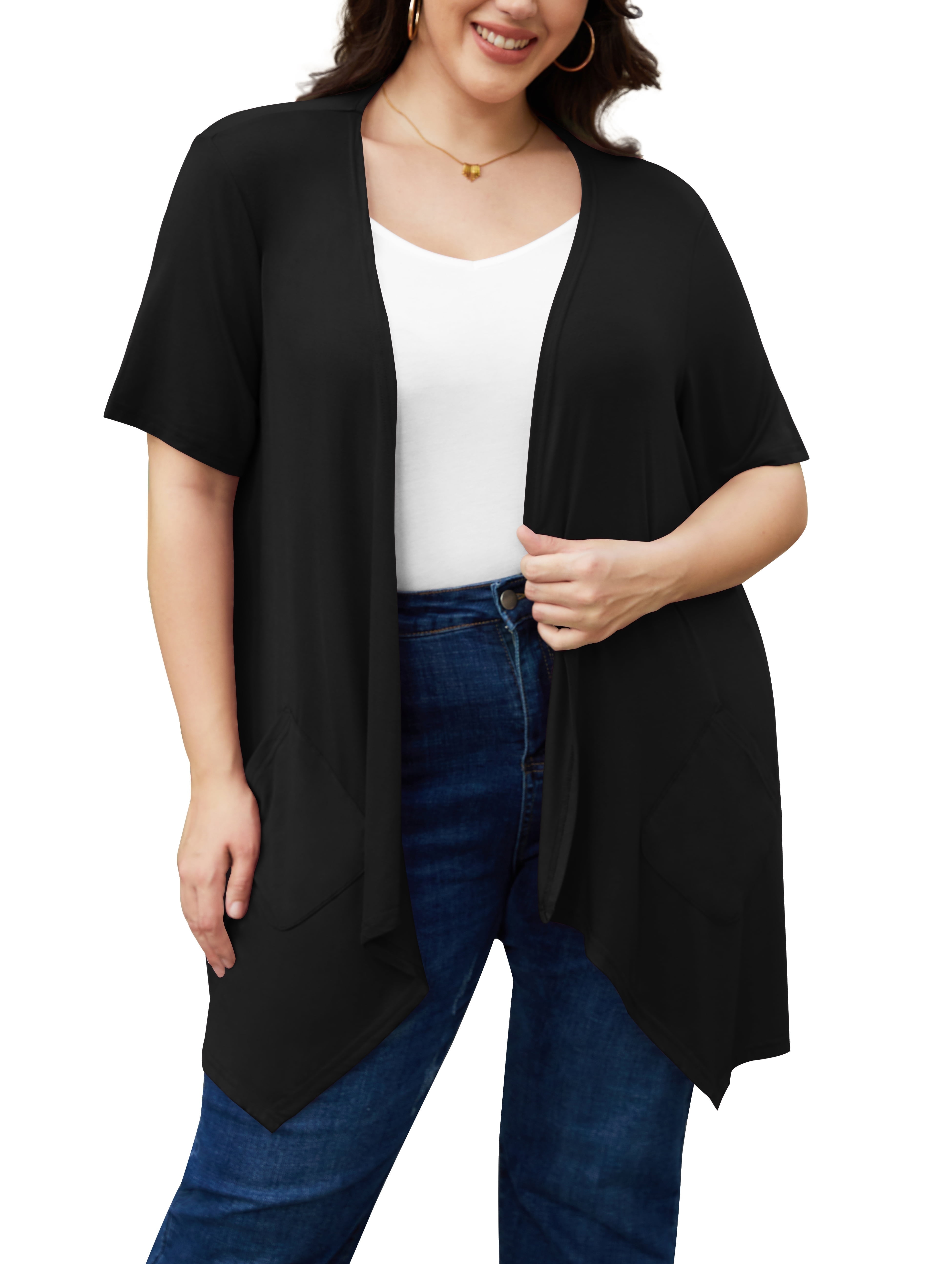 UVPLove Women's Short Sleeve Summer Open Front Cardigan Lightweight ...