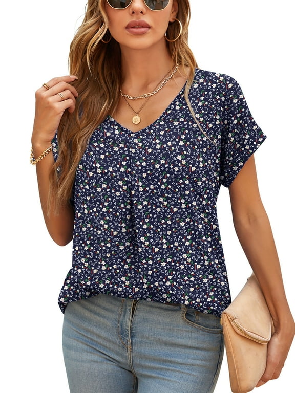 FOLUNSI Women's Plus Size Summer Tops Short Sleeve Lace Pleated Blouses ...