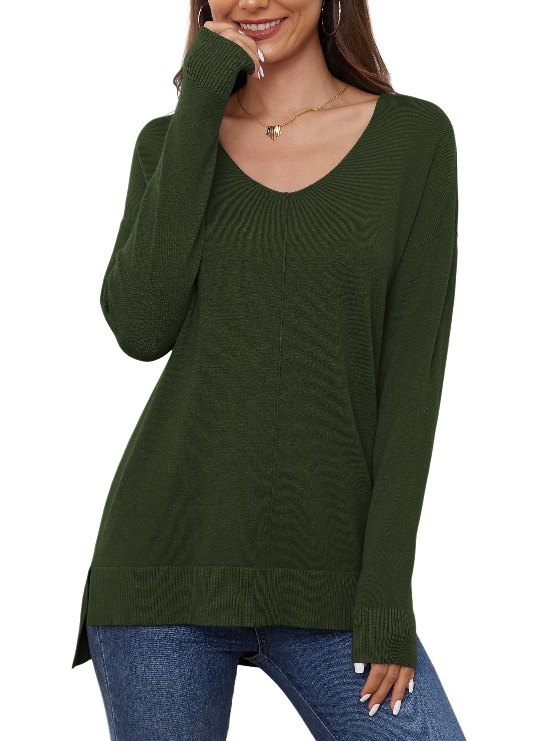 Uvplove V Neck Sweaters for Women Fall Lightweight Knit Pullover ...