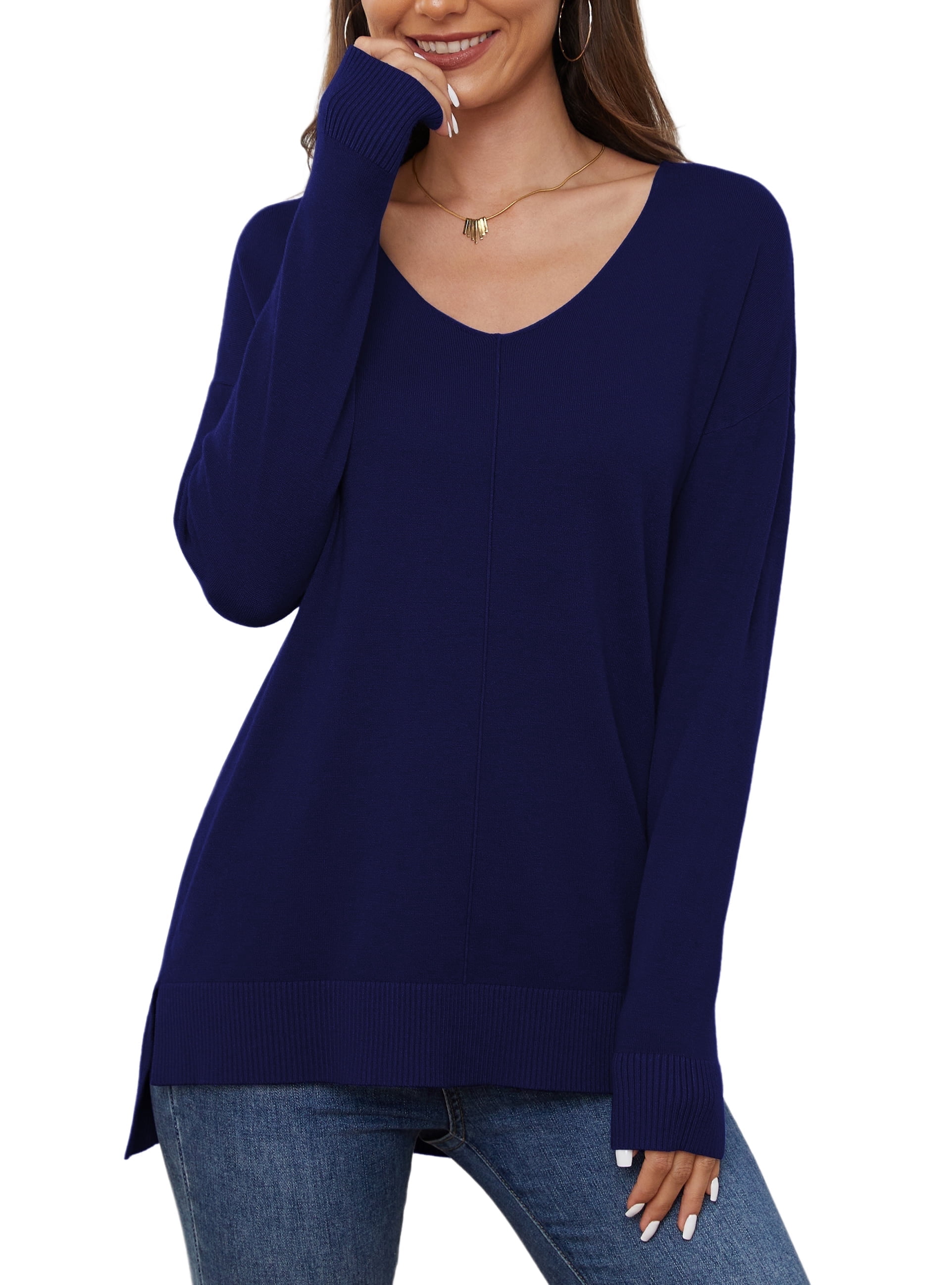 Uvplove V Neck Sweaters for Women Fall Lightweight Knit Pullover ...