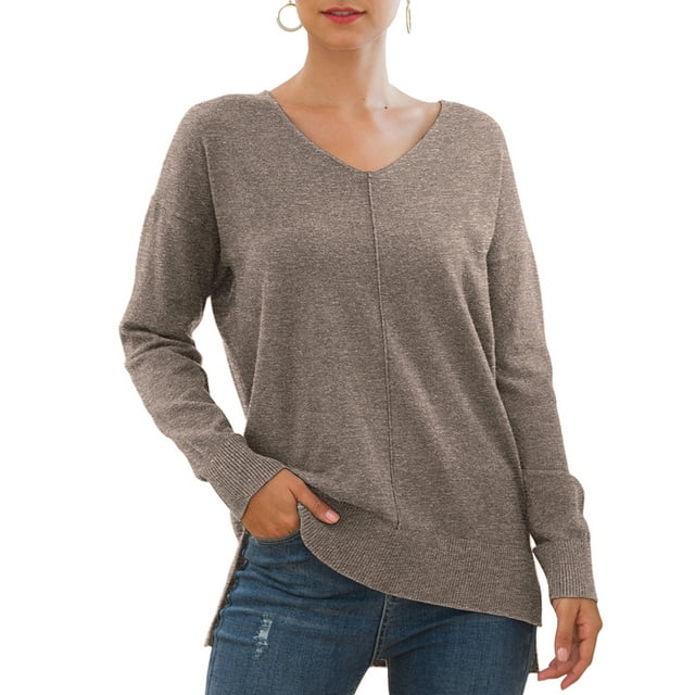 Uvplove V Neck Sweaters for Women Fall Lightweight Knit Pullover ...