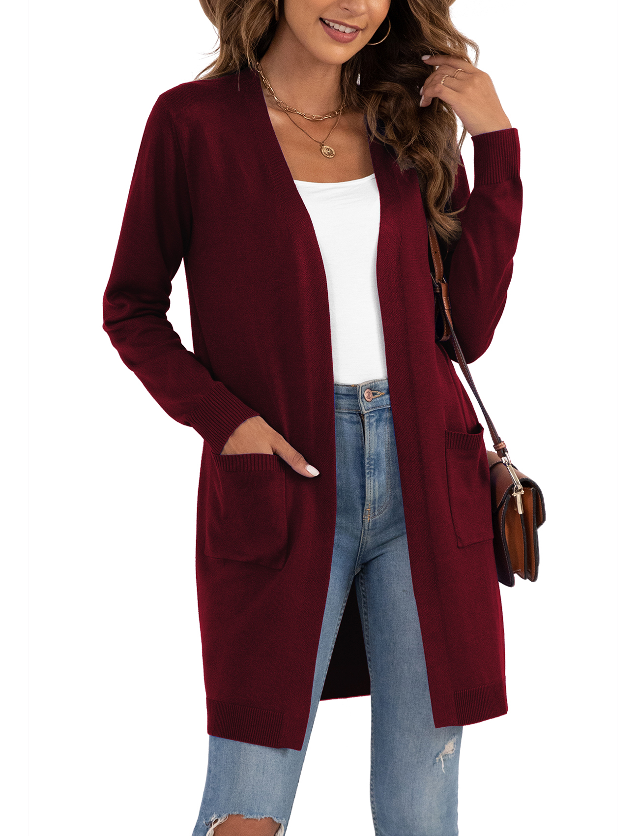 Edwards Garment Women's Longer Length Open Front Cardigan, Style 7056 ...