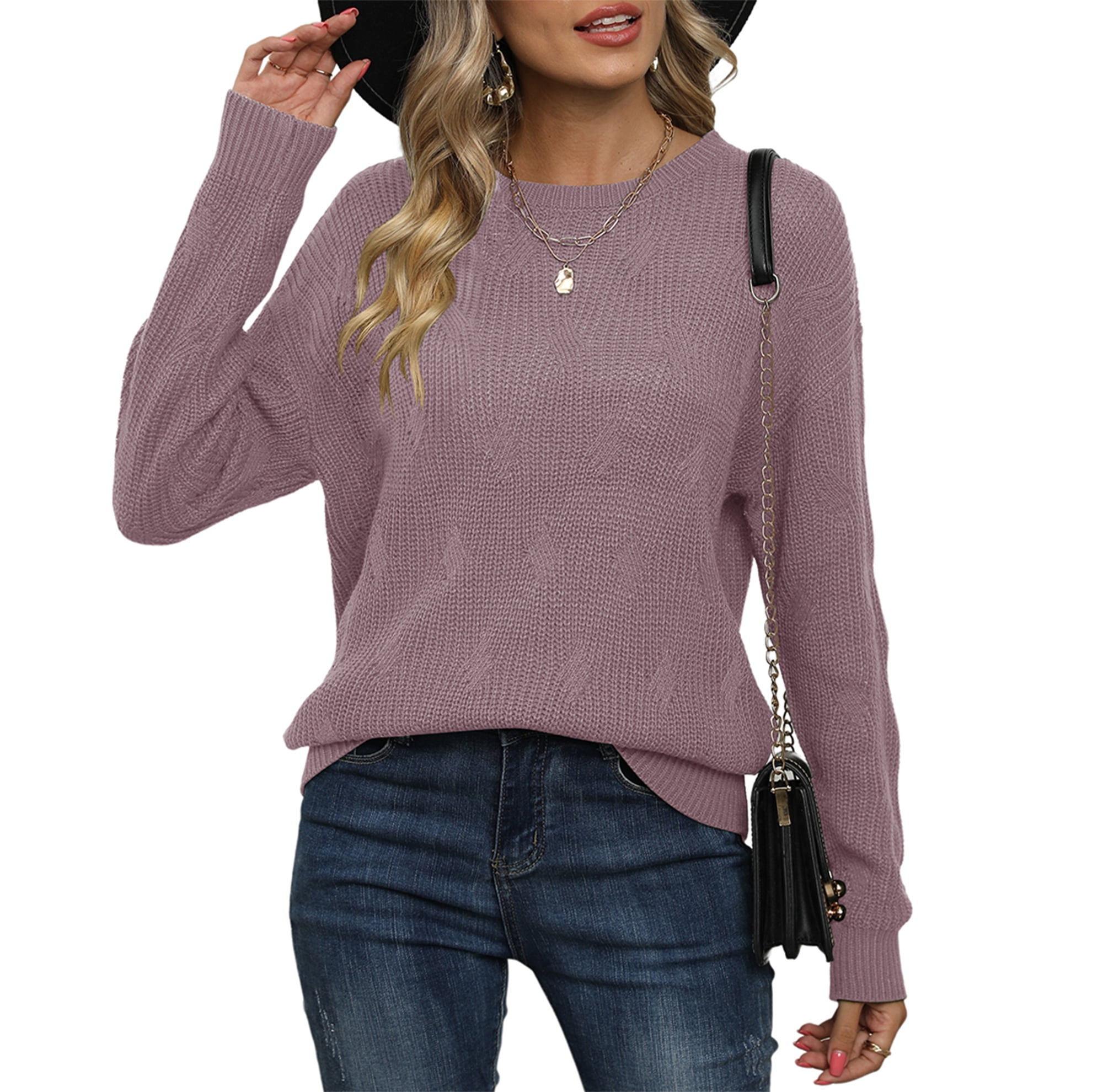 Uvplove Women's Fall Lightweight Sweater Knit Casual Pullovers Sweaters ...