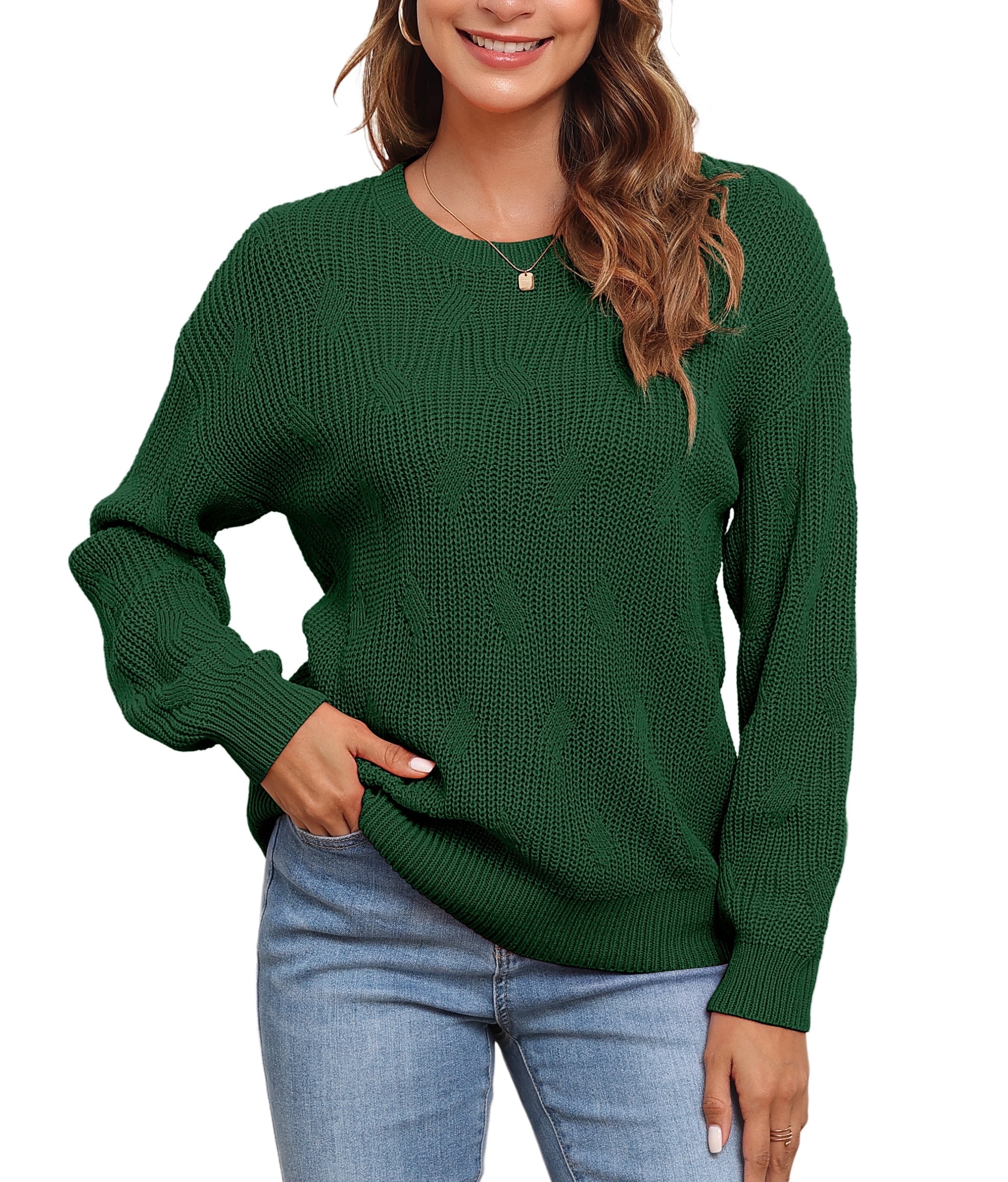 Uvplove Women's Fall Long Sleeve Crew Neck Loose Lightweight Knitted ...
