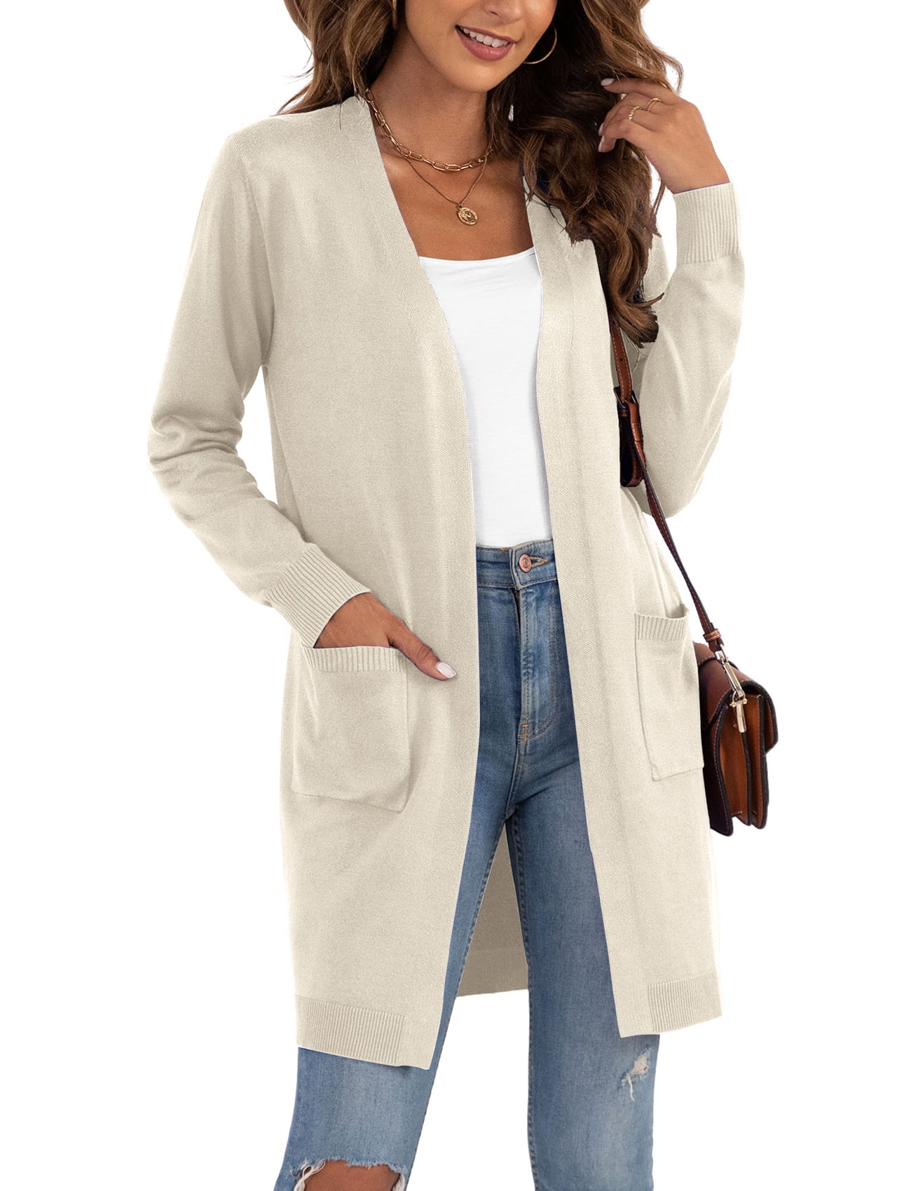 Uvplove Women's Open Front Long Sleeve Classic Knit Cardigan Sweater ...