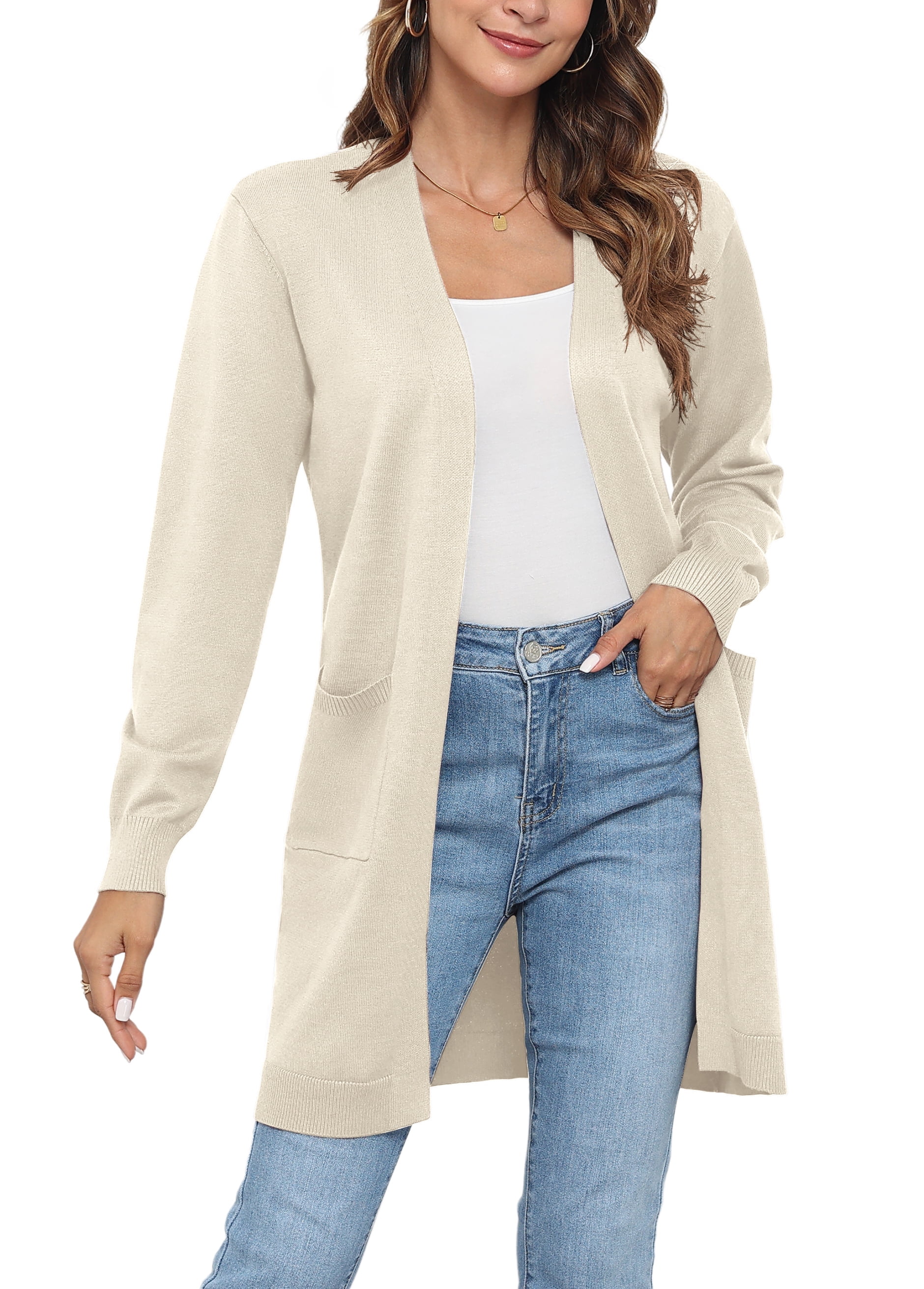 Uvplove Womens Classic Draped Kimono Cardigans Long Sleeve Open Front ...