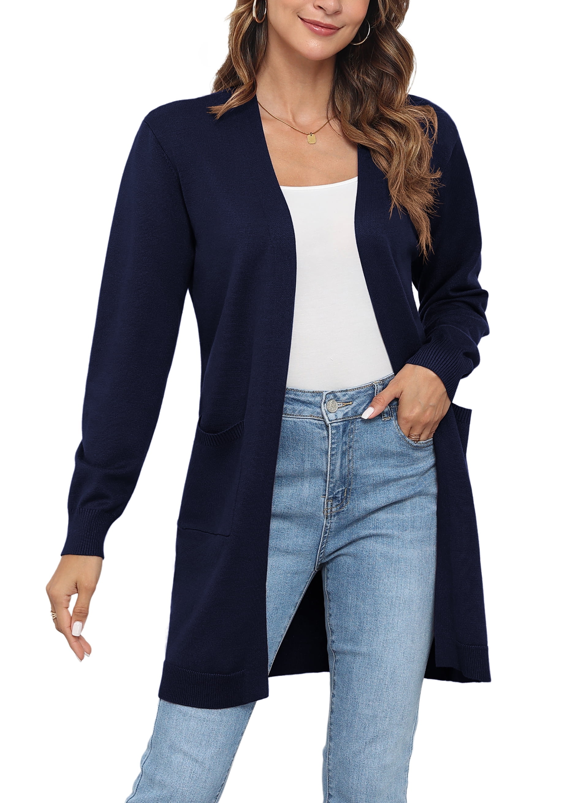 Uvplove Womens Classic Draped Kimono Cardigans Long Sleeve Open Front ...