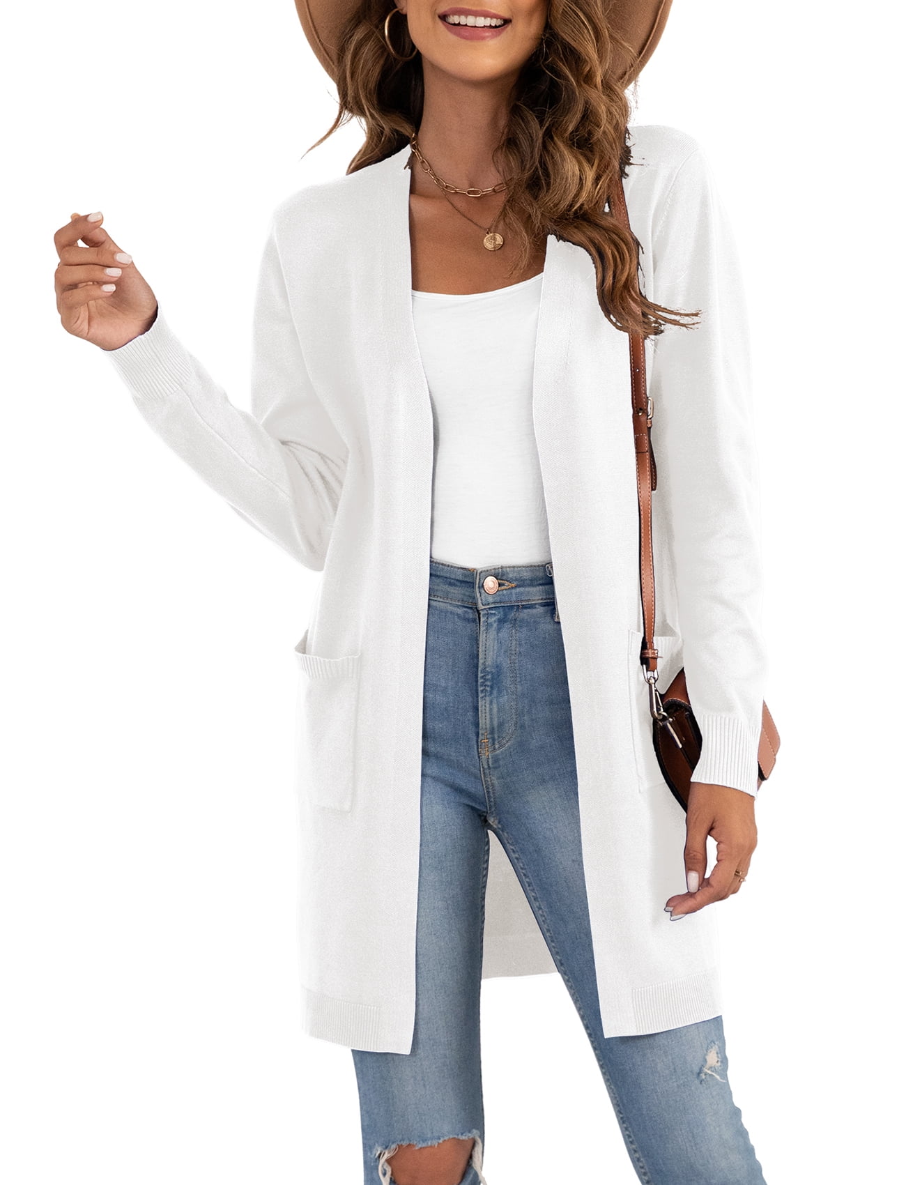 Uvplove Women's Open Front Long Sleeve Classic Knit Cardigan Sweater ...