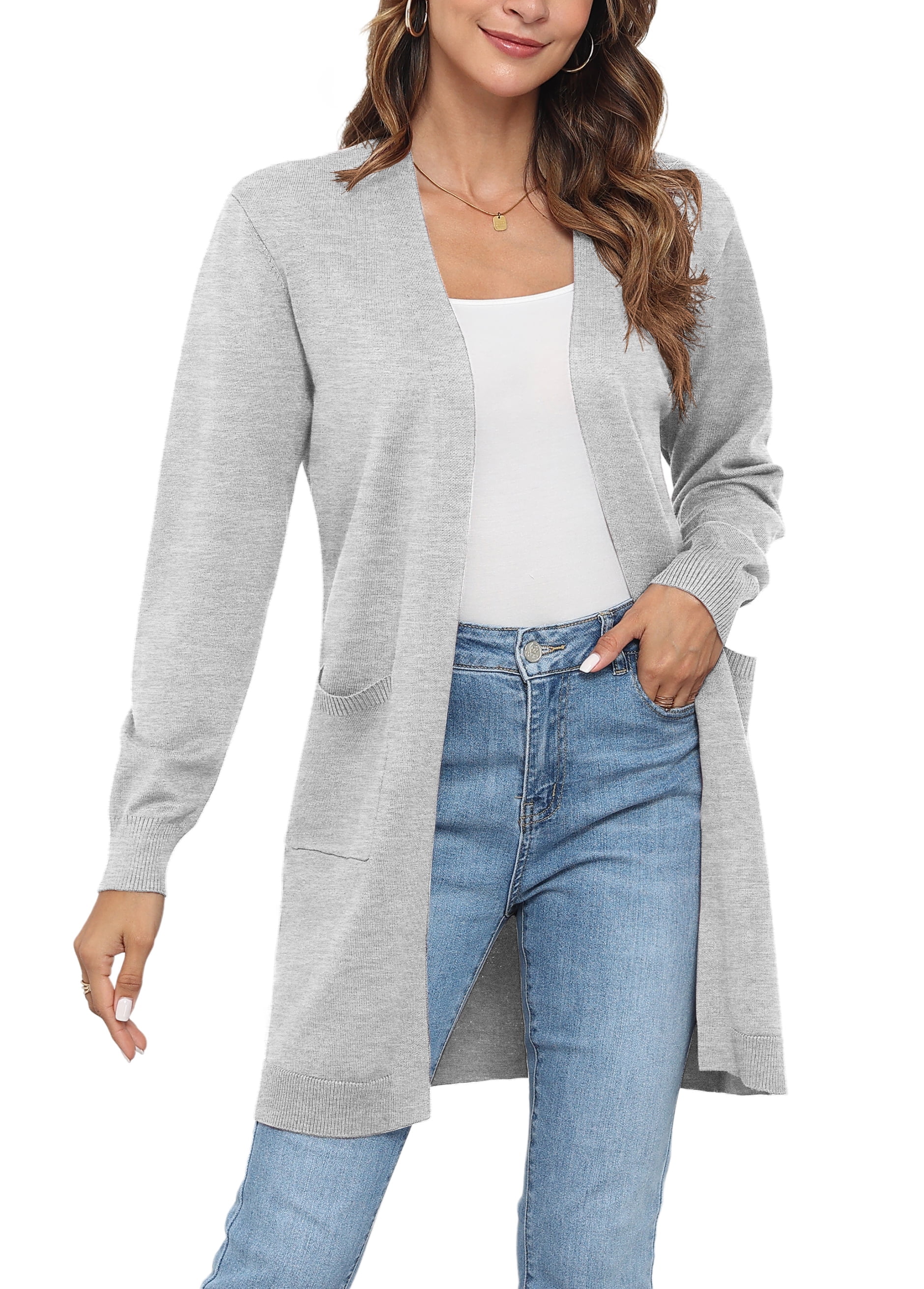 Uvplove Womens Classic Draped Kimono Cardigans Long Sleeve Open Front ...