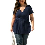 SHOWMALL Plus Size Tunic Top for women 3/4 Sleeve Blouse Gray 3X ...
