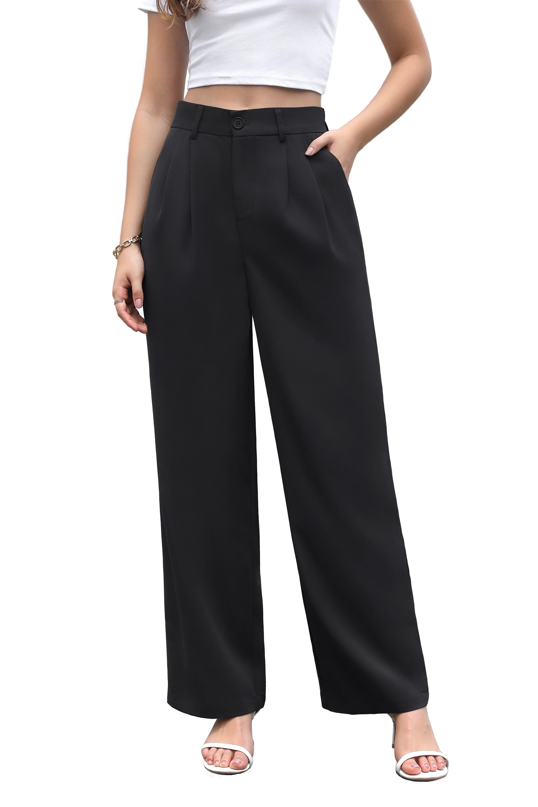 Uvplove Women's Plus Size Loose Wide Leg Business Pants with Pockets ...