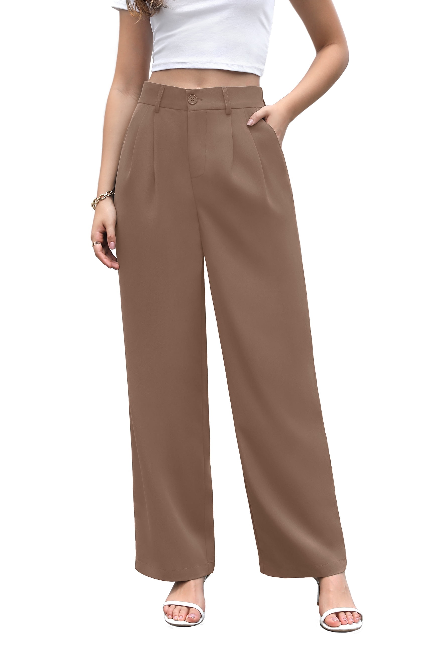 Uvplove Women's Plus Size Work Trousers Loose Wide Leg Business Pants ...