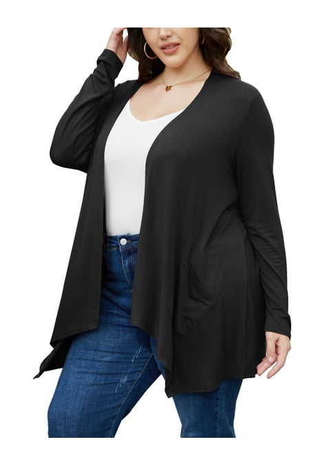 SHOWMALL Women's Plus Cardigans Lightweight Open Front Cardigans 3/4 ...