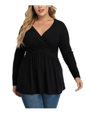 SUNSIOM Women Retro V Neck Long Sleeve Casual Loose Baggy Tunic Tops ...