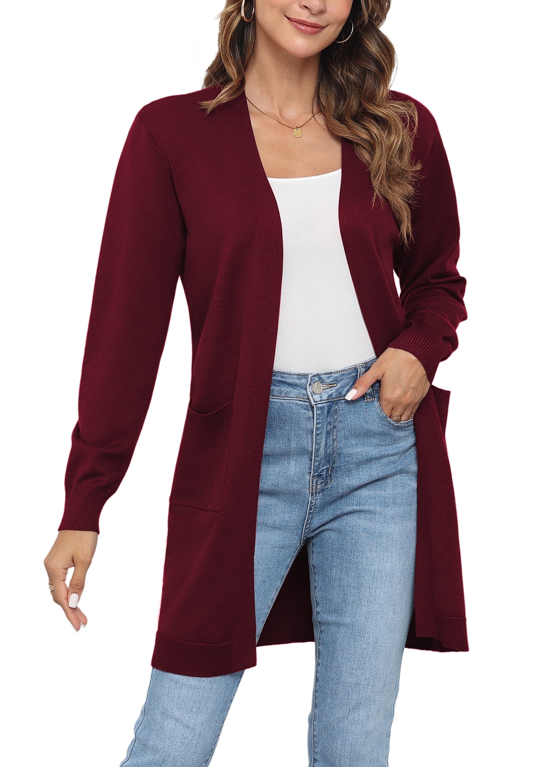 Uvplove Womens Classic Draped Long Sleeve Open Front Casual Knit ...