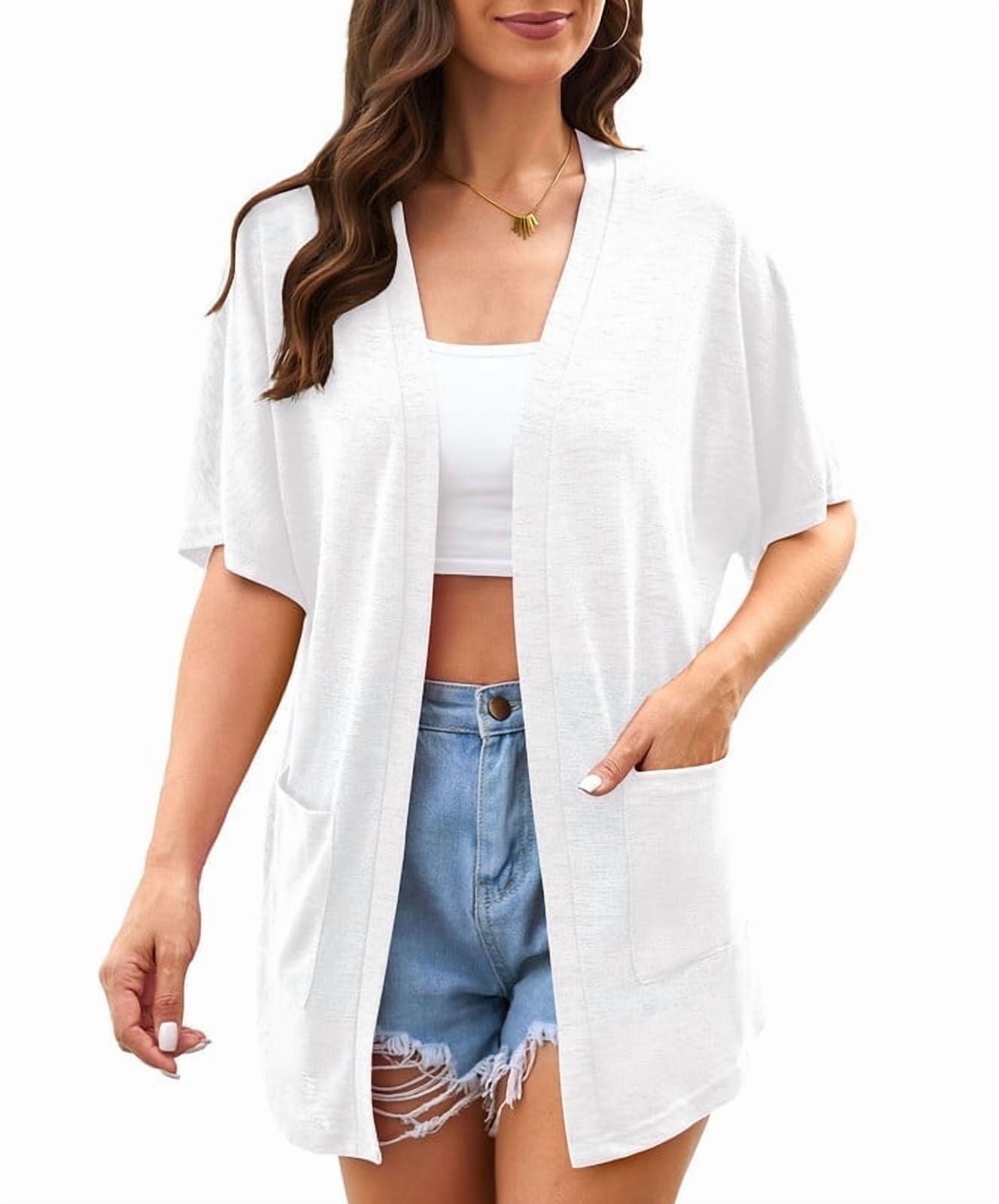 UVPLove Women's Summer Short Sleeve Lightweight Cardigan, Sheer Chiffon ...
