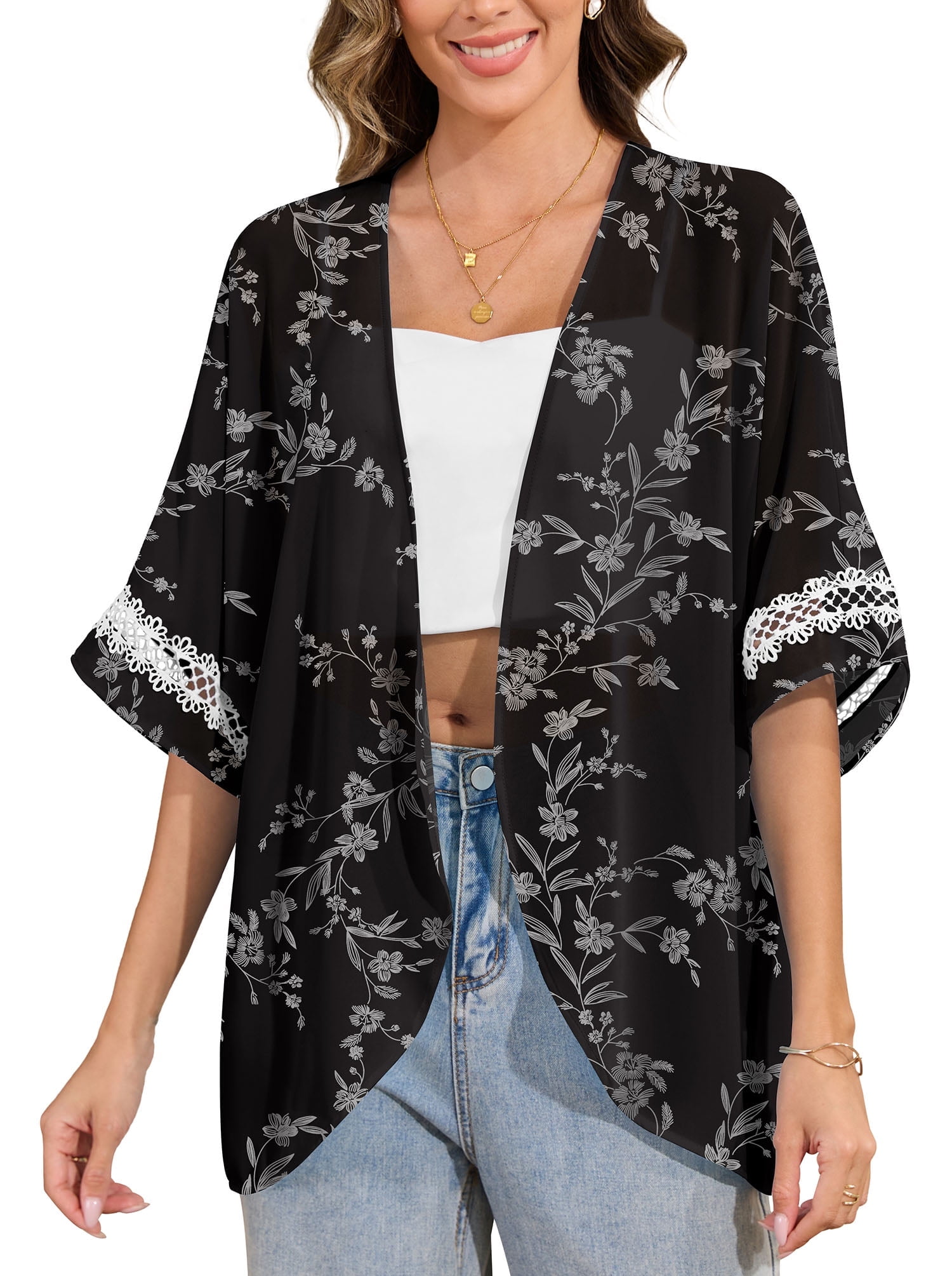 Uvplove women's Swimsuit Cover Up Shirt Lightweght Puff Sleeve Cardigan ...