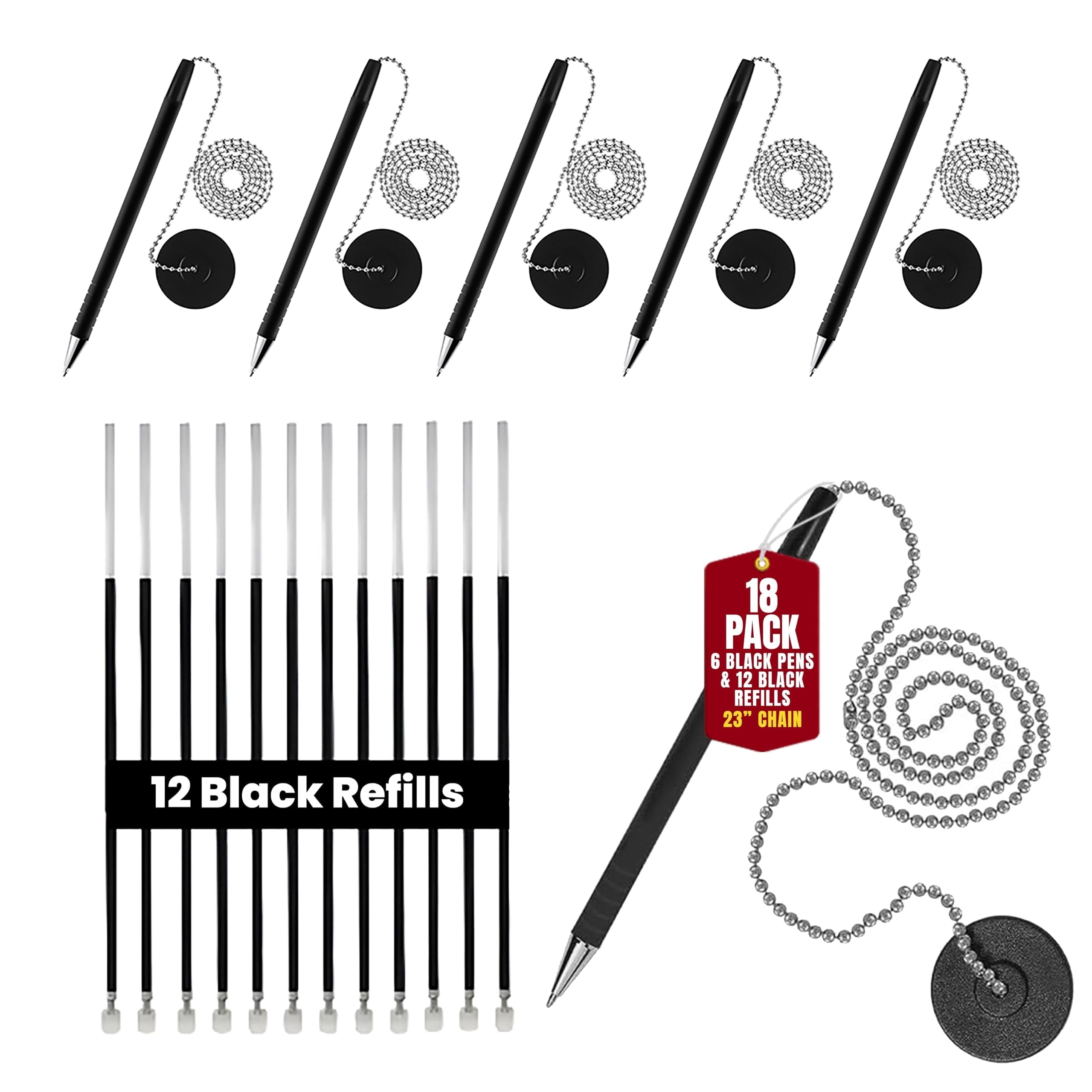 Uwaomah Pen with Chain [Pack of 18] – Security Desk Pen on a Chain with ...