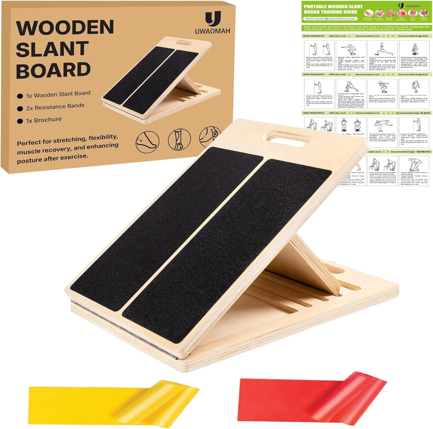 Uwaomah Slant Board for Calf Stretching – Adjustable Wooden Calf ...