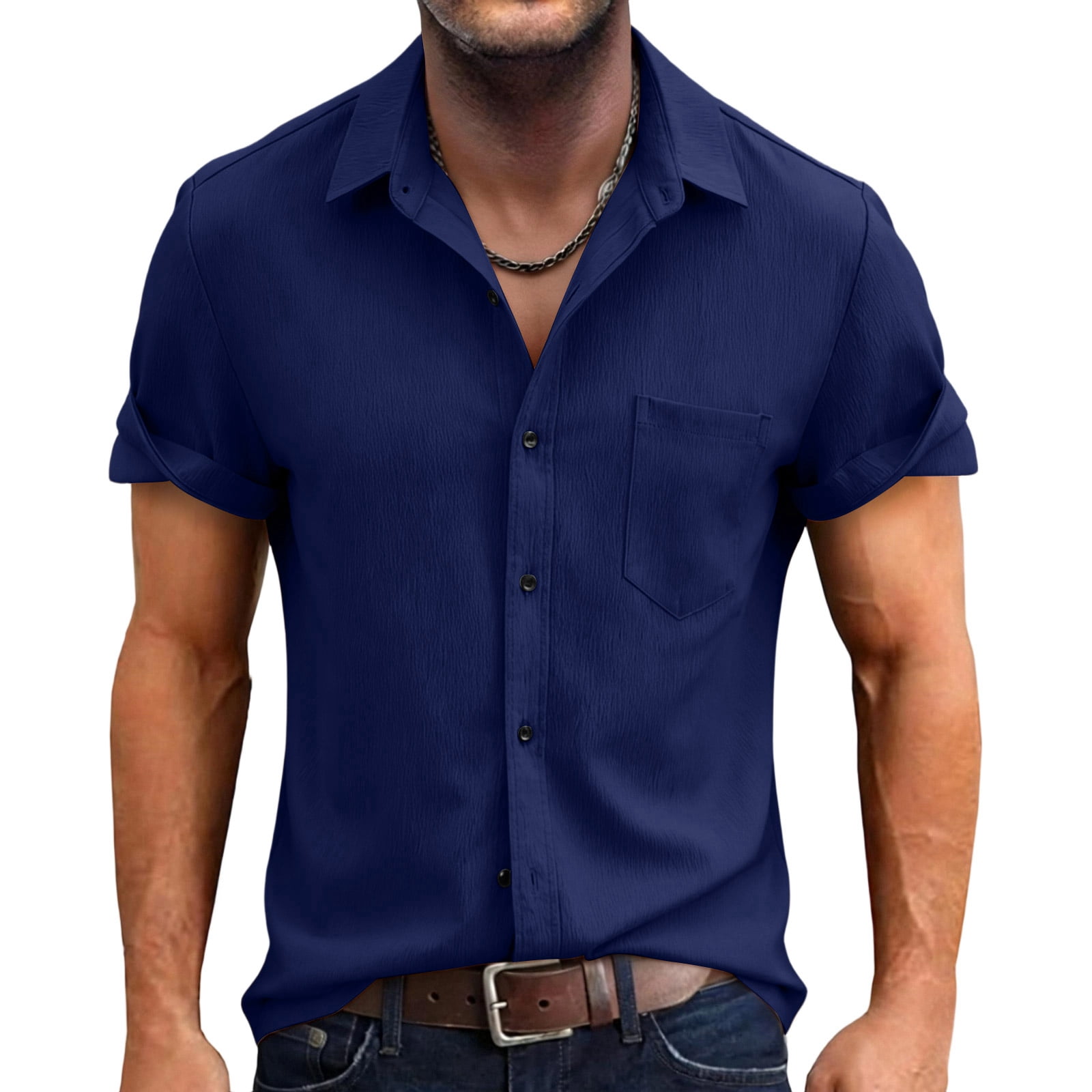Uwinwear Mens Polo Shirts Solid Color Short Sleeve Casual Button Down ...