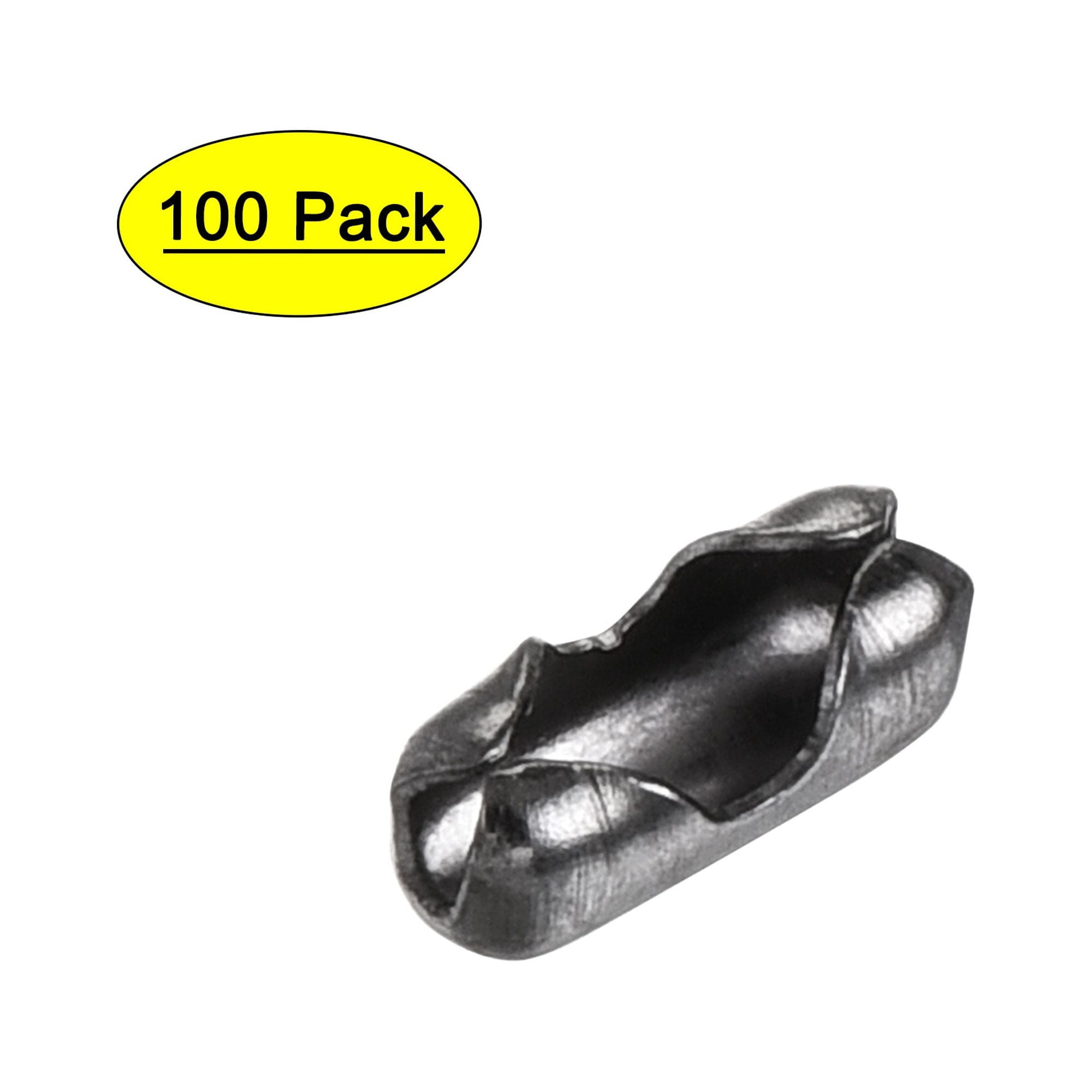 Uxcell 0.06" Crimp Link Ball Chain Connector Iron Dark Silver 100pcs ...
